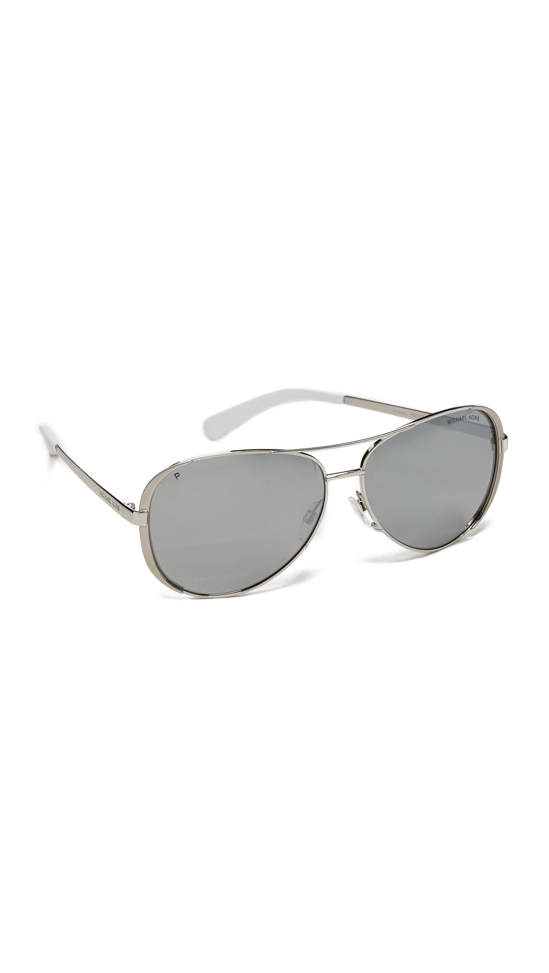 Michael Kors Women's Classic Polarized Pilot Sunglasses, Silver (Silver-Silver Mirrored polarised 1001z3), Large (Herstellergröße: 59)
