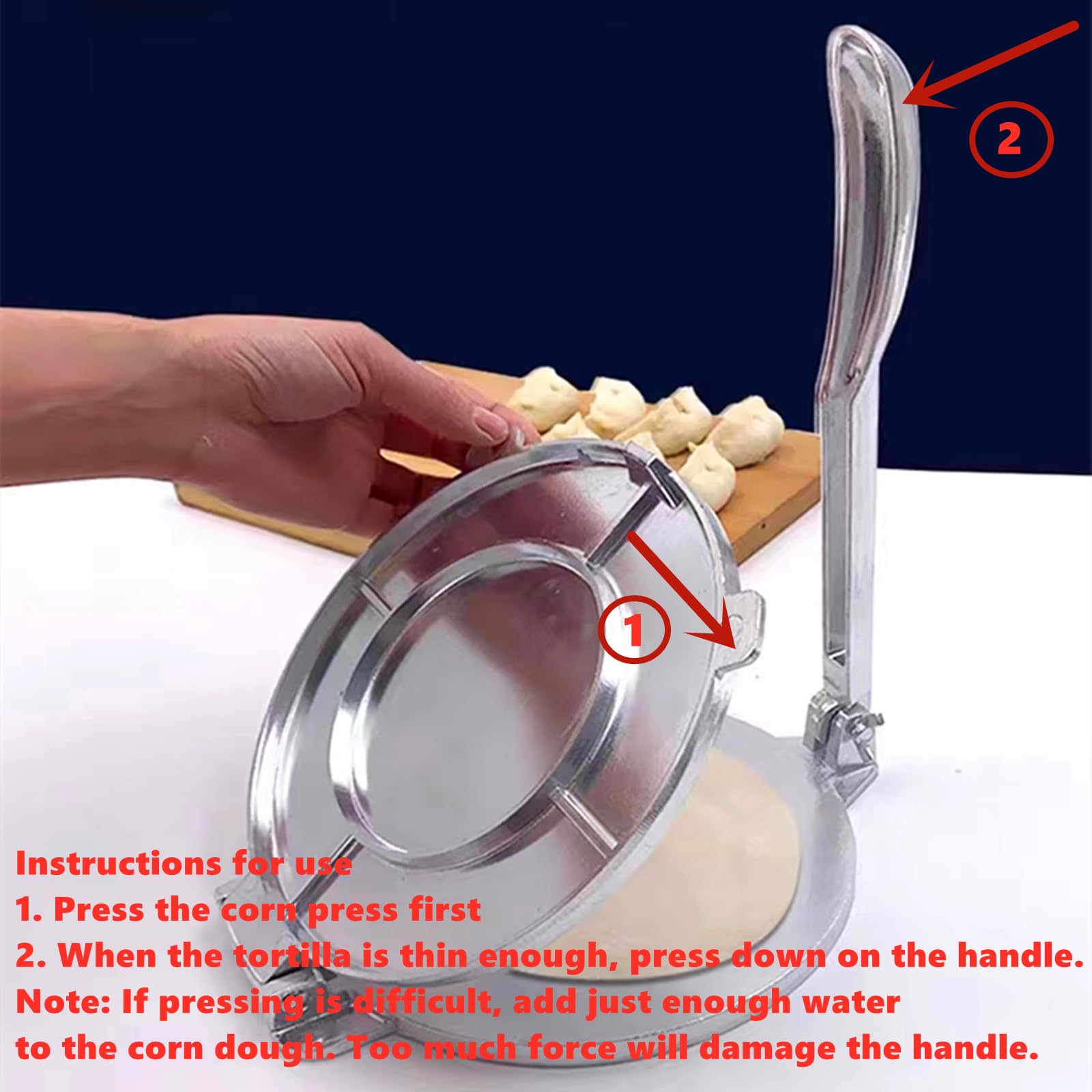 Tortilla Press Aluminum Alloy Tortilla Press Flapjack Machine Crepe Machine Pancake maker cast aluminum tortillas homemade pancakes (6in,Sliver)