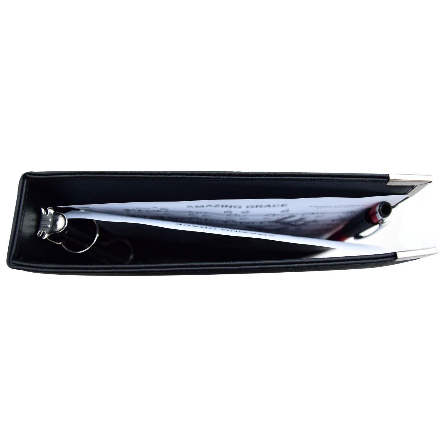 MSP Professional 3 Rings Portfolio Organizer, Music Choral Folder with, Handle, Detachable Strap and Bonus item: Plastic Strip Magazine Holders- Black (MSP-210S - 9.5" x 12.5")