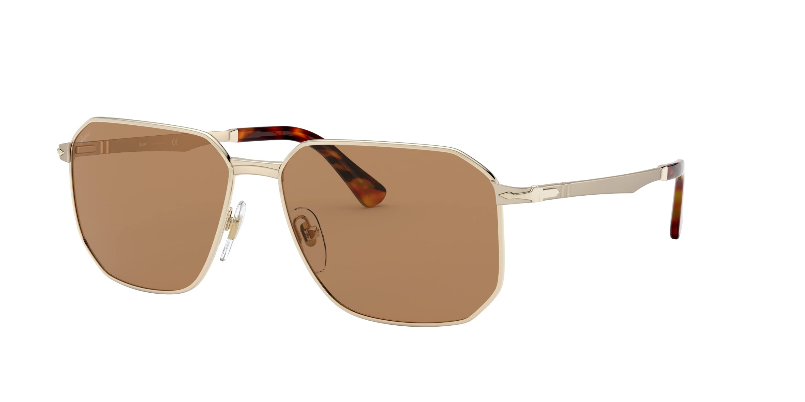 Persol Unisex Sunglasses Gold Frame, Brown Lenses, 58MM