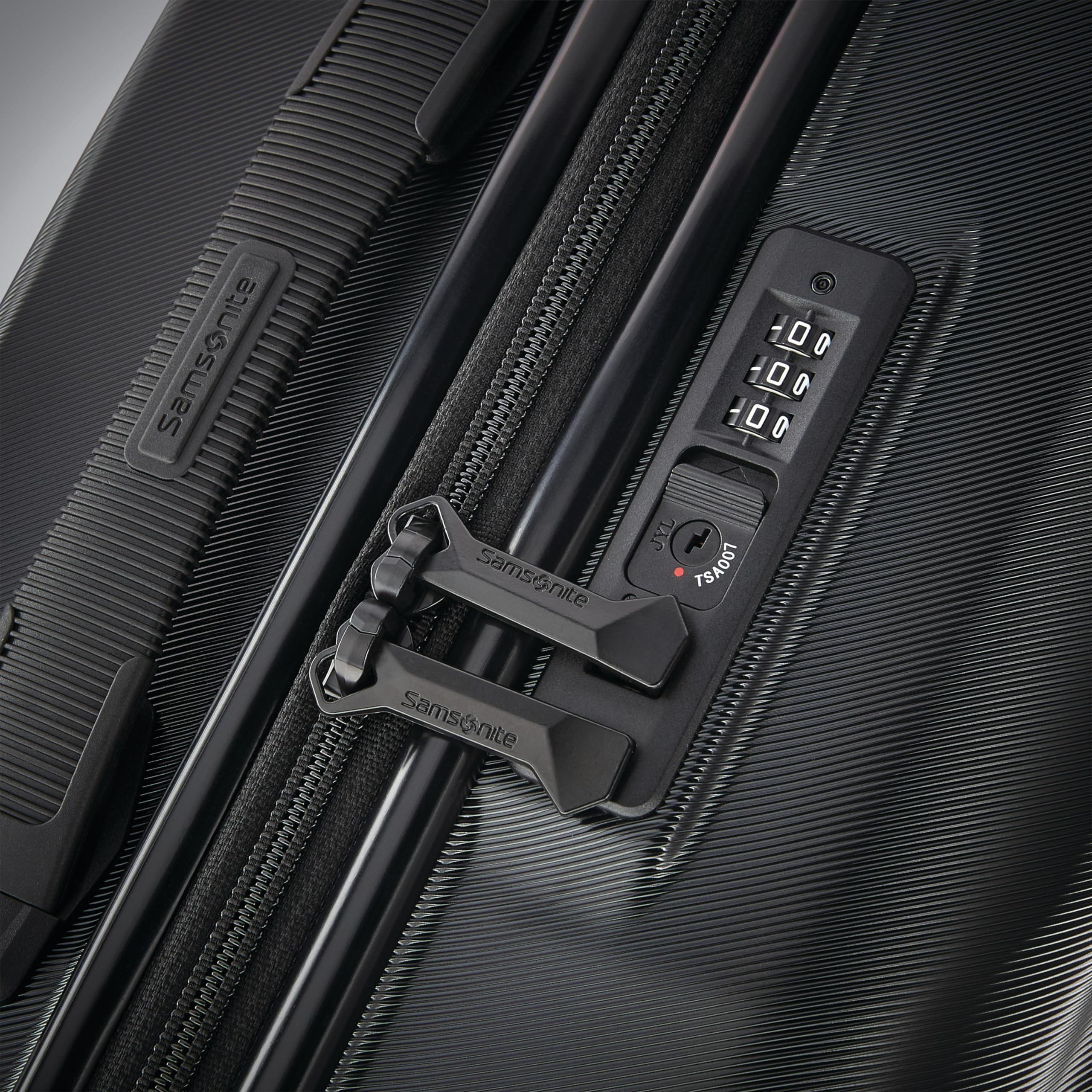 Samsonite Xcalibur XLT Spinner Hard Side Wheeled Carry On Travel Suitcase with USB Charging Port, Packing Cubes, and Adjustable Handle, Black
