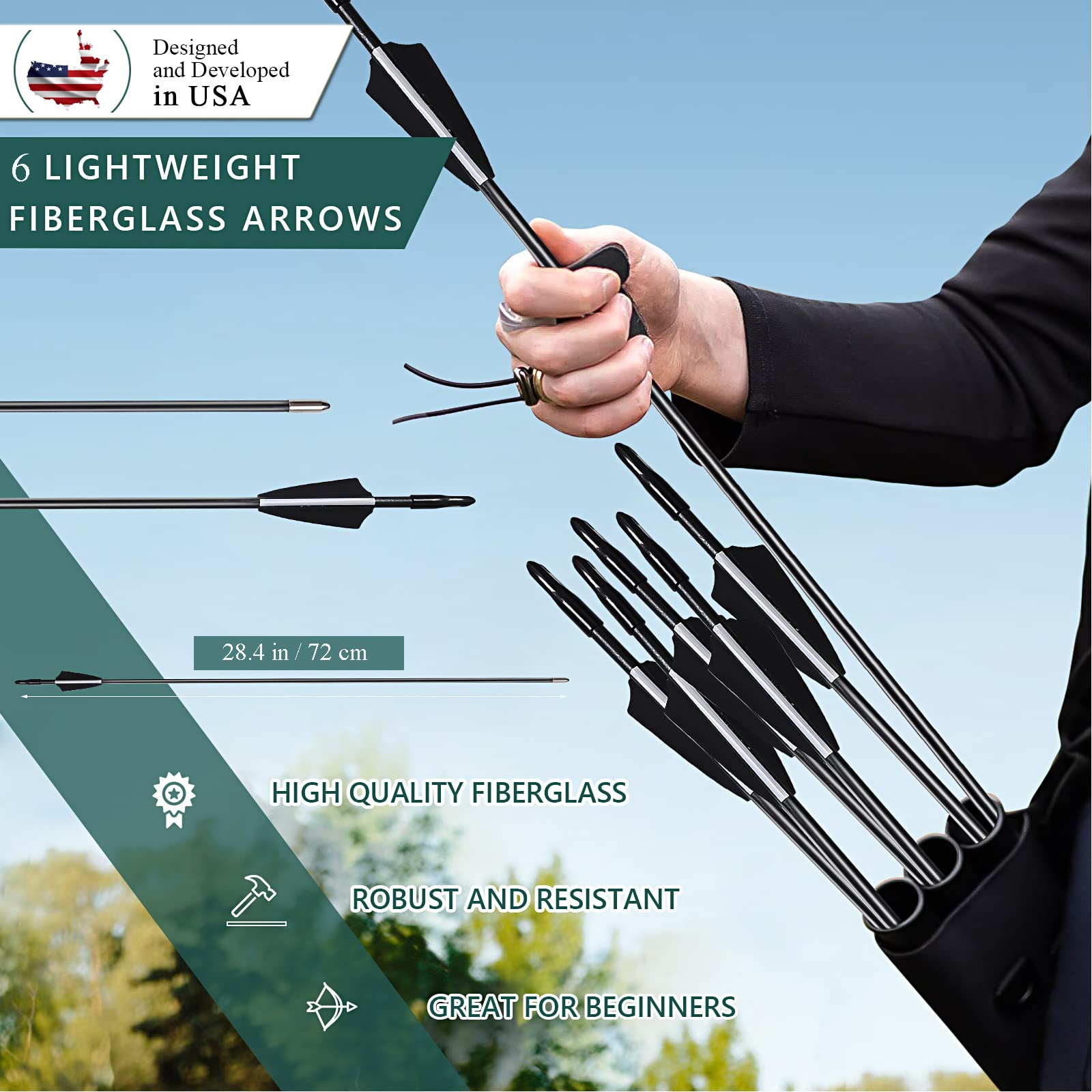 Sumpley Archery Bow and Arrow Set - Bow and Arrow for Adults - Archery Training Outdoor Sports Game Hunting Gift for Teens and Kids
