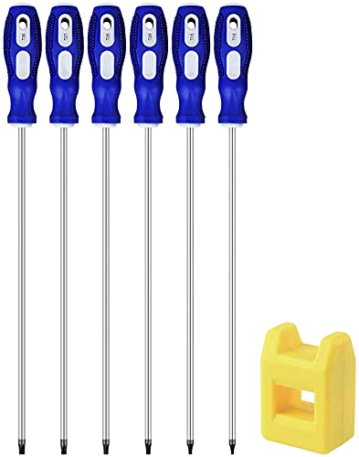 uoboeuq 12 inch Long Security Torx Screwdriver Set, Set Magnetic Hex Torx with T10 T15 T20 T25 T27 T30 Security Screwdriver Set 6-Piece