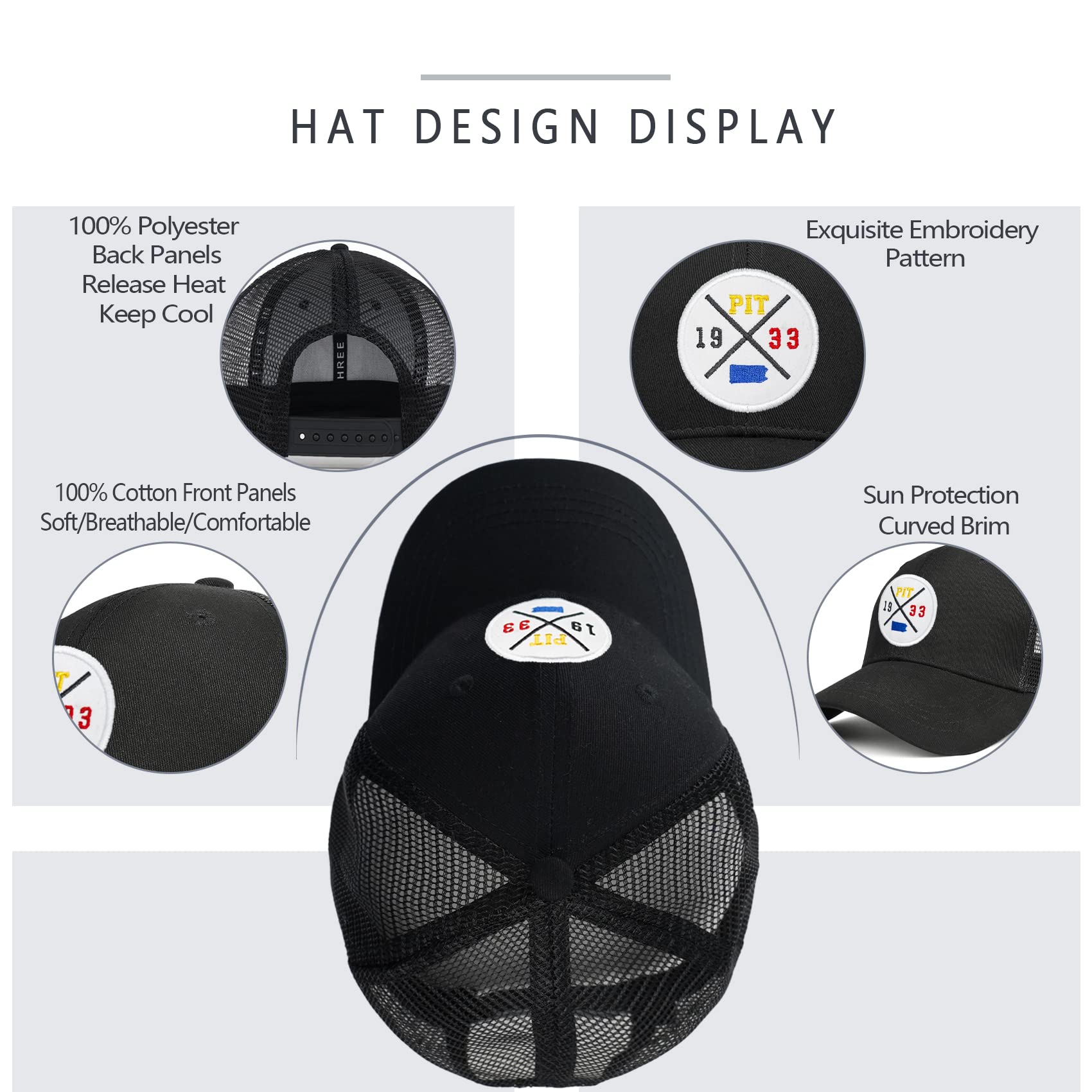 Usyobrt State City Hat Trucker Hat Embroidered Hat - Snapback Adjustable Baseball Cap Men Women