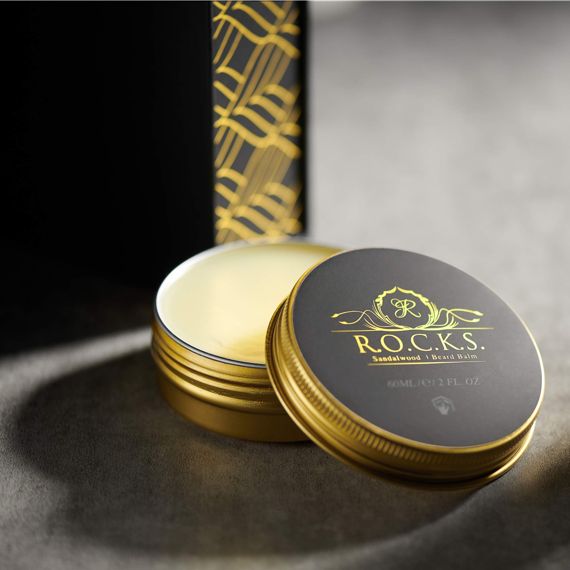 Whiskey Chilling Stones & Beard Care Grooming Kit Gift Set - 6 Handcrafted Granite Round Rocks -
Sandalwood Scent Oil & Balm - Whiskey Gift for Men in Elegant Gold Foil Box