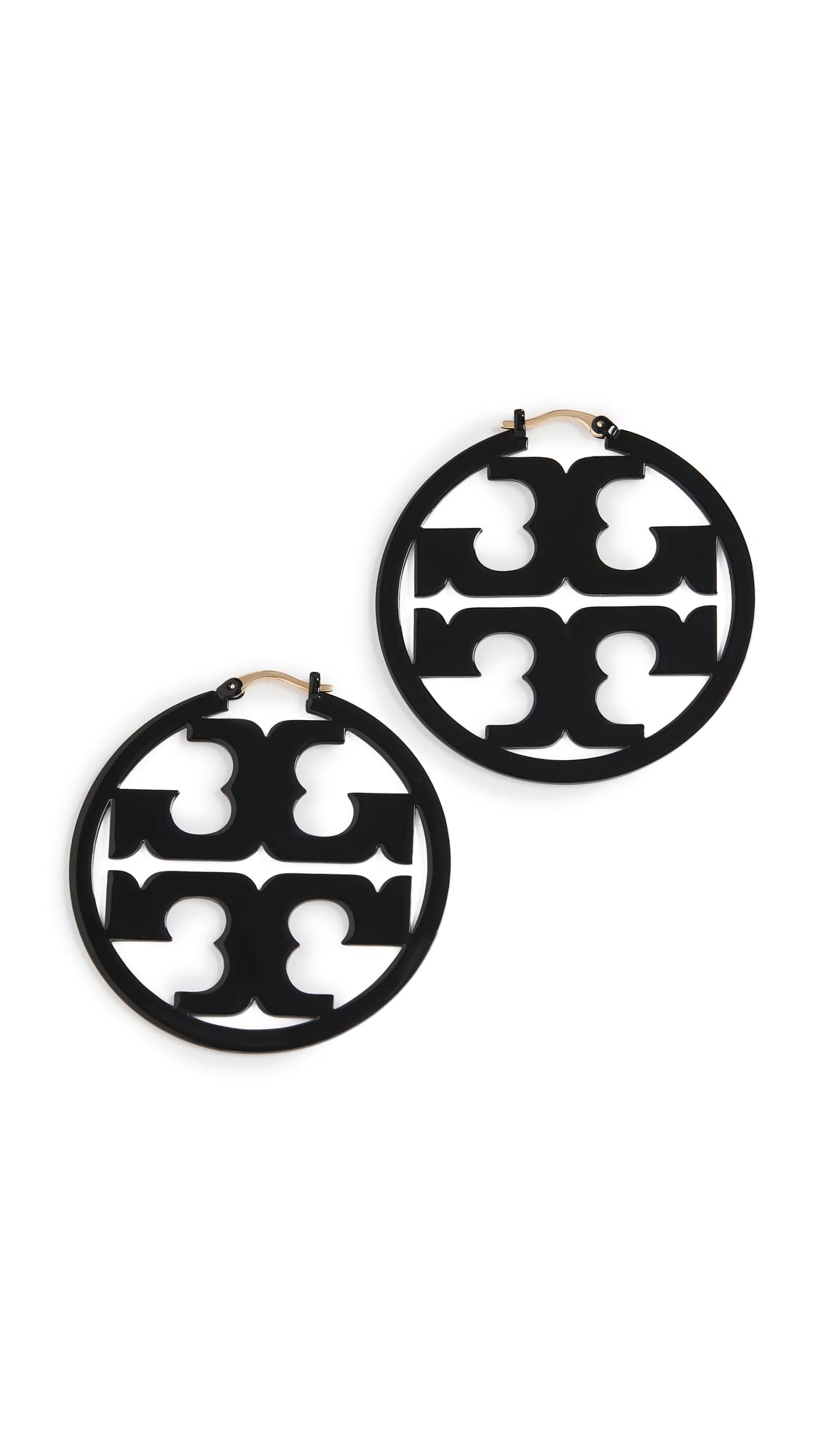 Tory Burch Women's Miller Hoop Earrings, Tory Gold/Black/French Cream, One Size