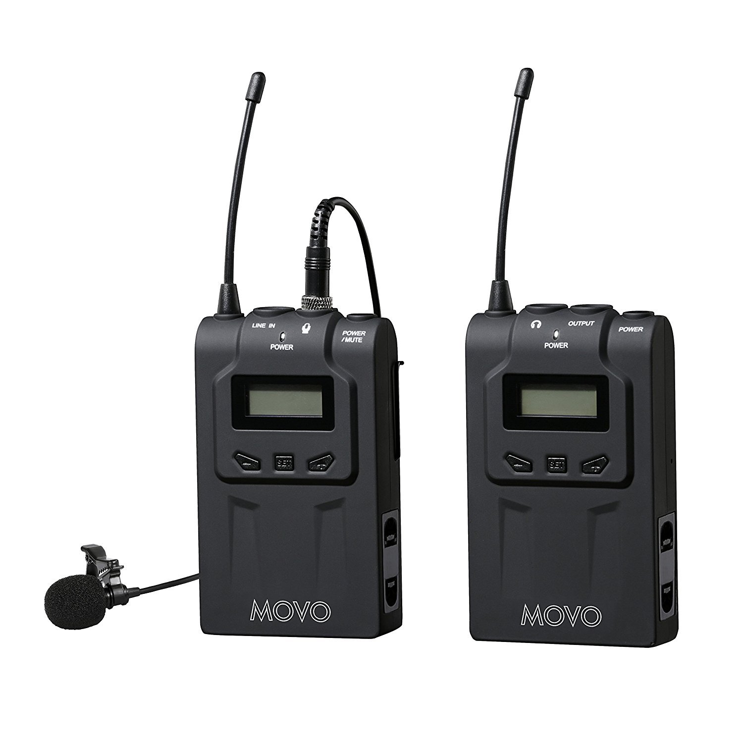 Movo WMIC70 Wireless Lavalier Microphone System - 48 Channel UHF Lapel Mic System with Cordless Mic, 3.5mm XLR Output, and Carrying Case (328-foot Range) - Lavalier Wireless Microphone System