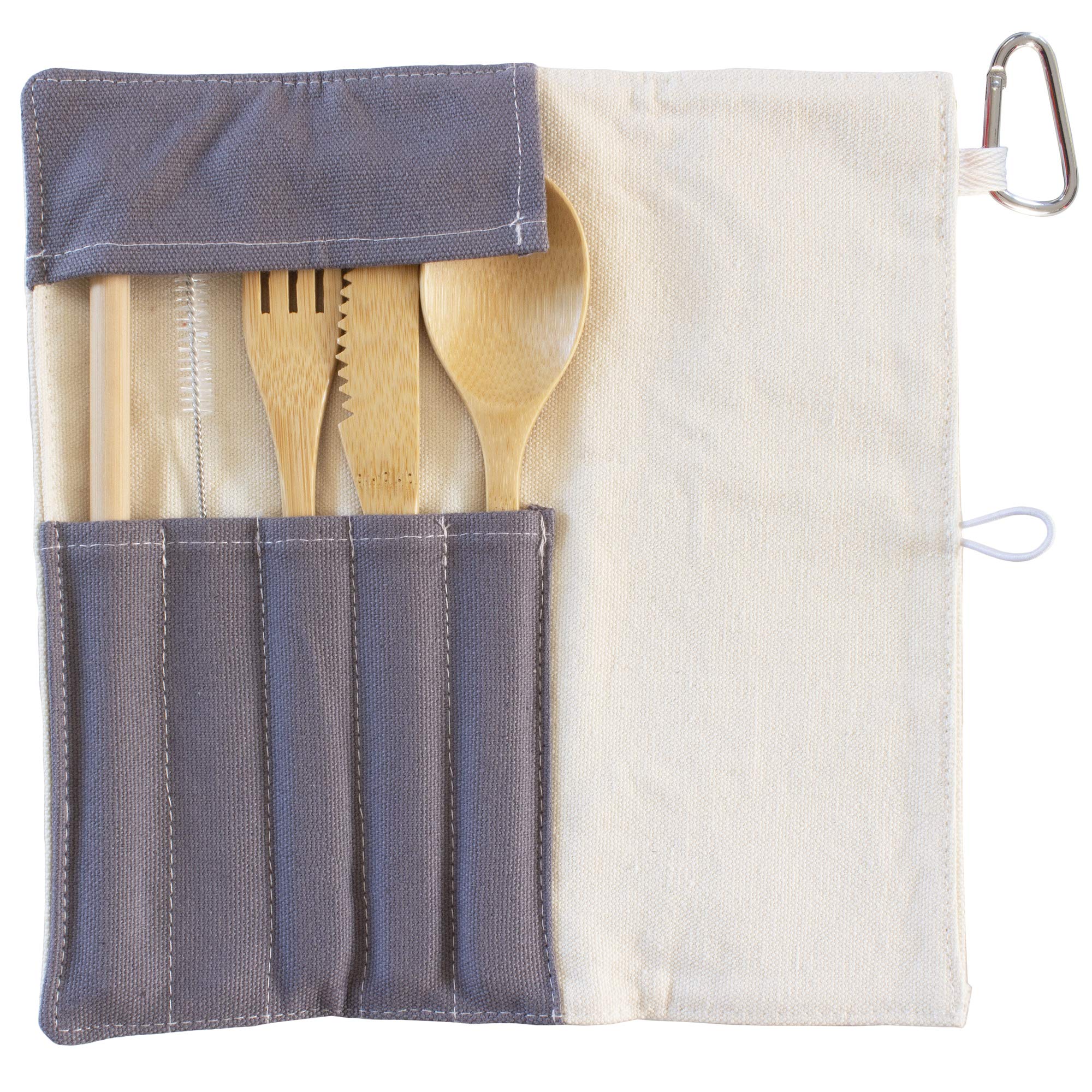 Totally Bamboo Take Along Reusable Bamboo Utensil Set with Straw, Dishwasher Safe, Pineapple Design