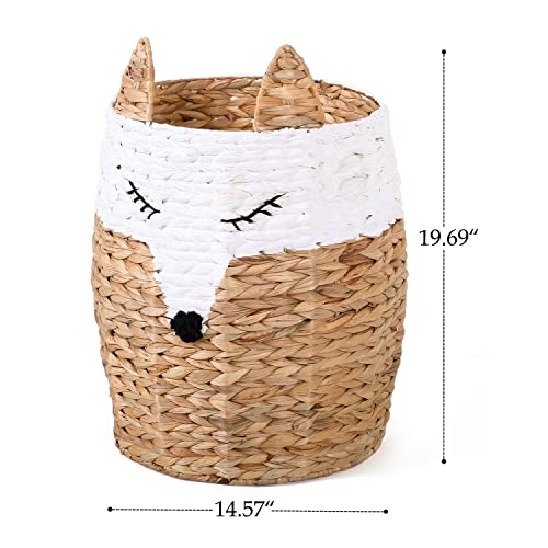 Original Barn Fox Shaped Water Hyacinth Storage Basket, Handwoven Wicker Storage Basket, Cute Animal Shaped Storage Organizer for Bedroom, Living Room, Laundry Room