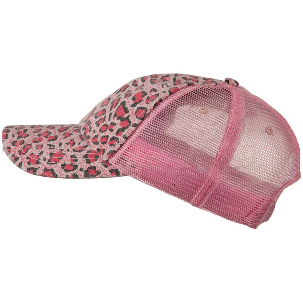 MG Women's Print Mesh Canvas Trucker Baseball Cap Hat (Pink Leopard)