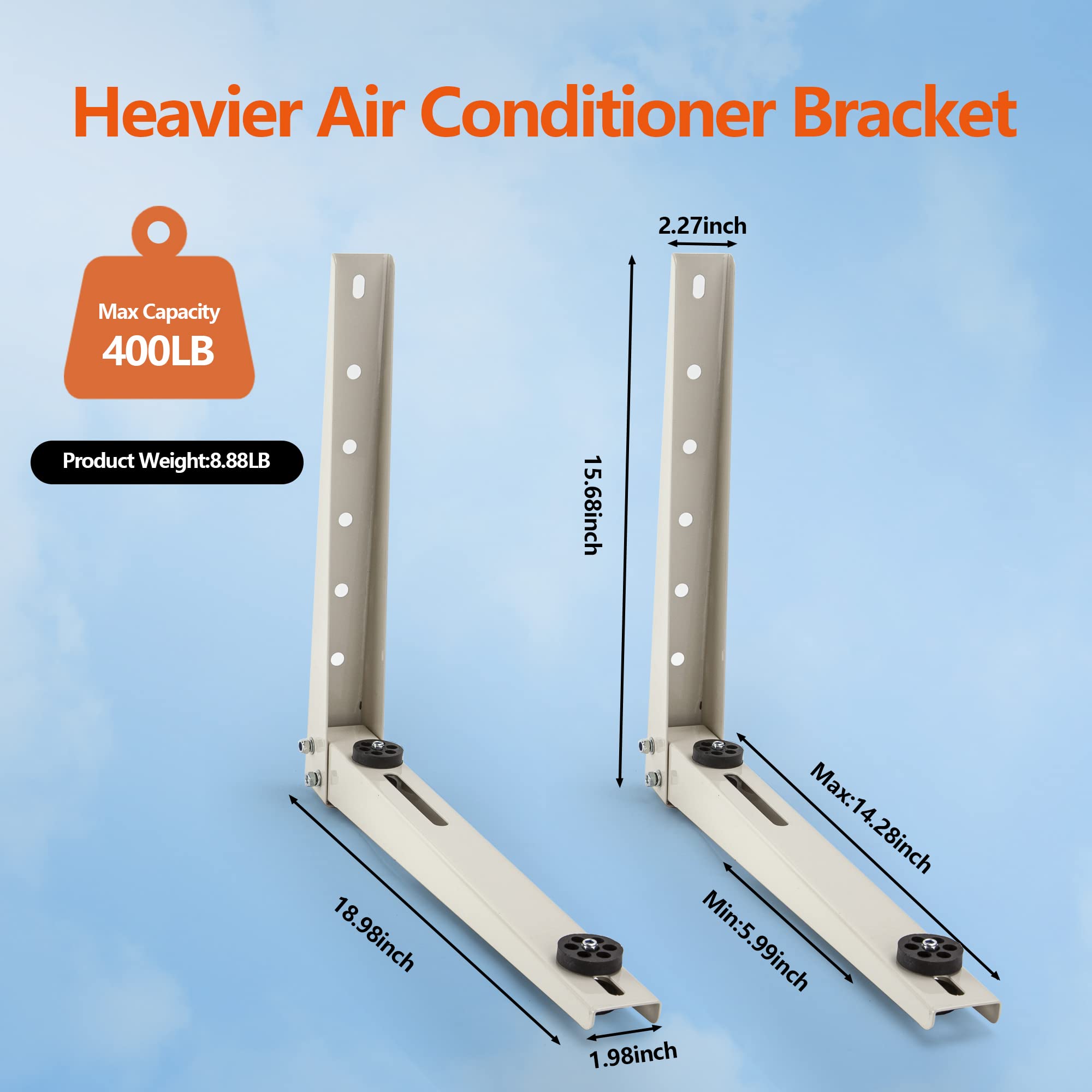 WeCooper Outdoor Split Air Conditioner Mount Bracket for 7000-18000BTU, Heavy-Duty Foldable Wall Mounting AC Bracket for Universal Ductless Mini Split Condensers Support up to 400LB