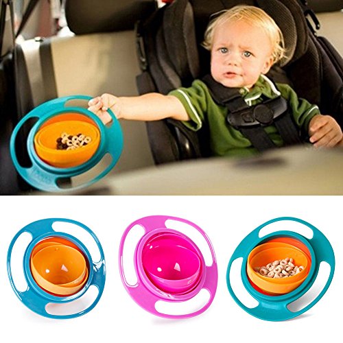 Song Qing Magic Gyro Bowl 360 Degree Rotate Spill-Proof Bowls with Lid Plastic Creative Dishes Practice Feeding Bowls