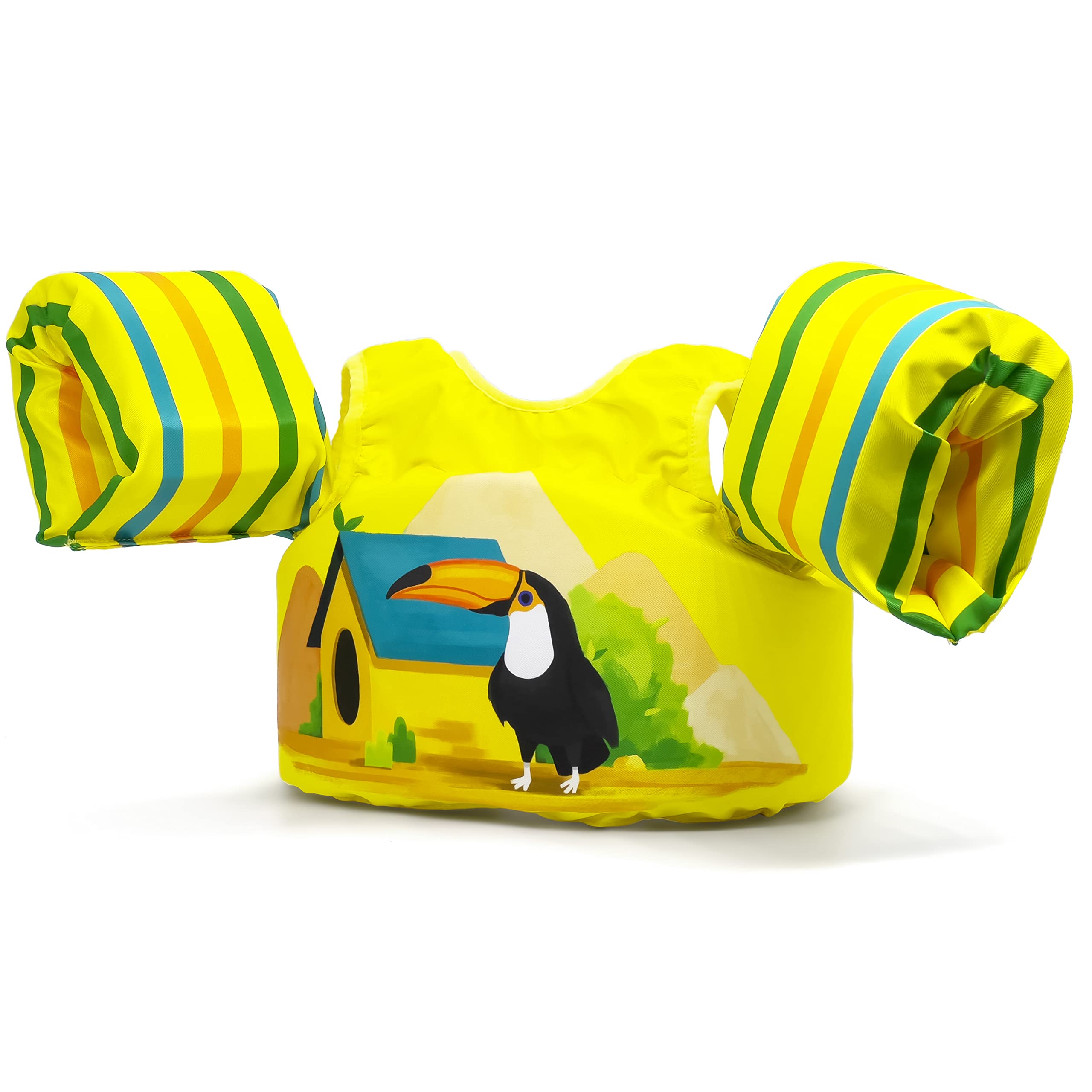 Silfrae Swim Vests Swim Floatation Vest Flotation Device Kids Floaties for Kids Weighing from 30 to 50 lbs (Yellow Toucan)