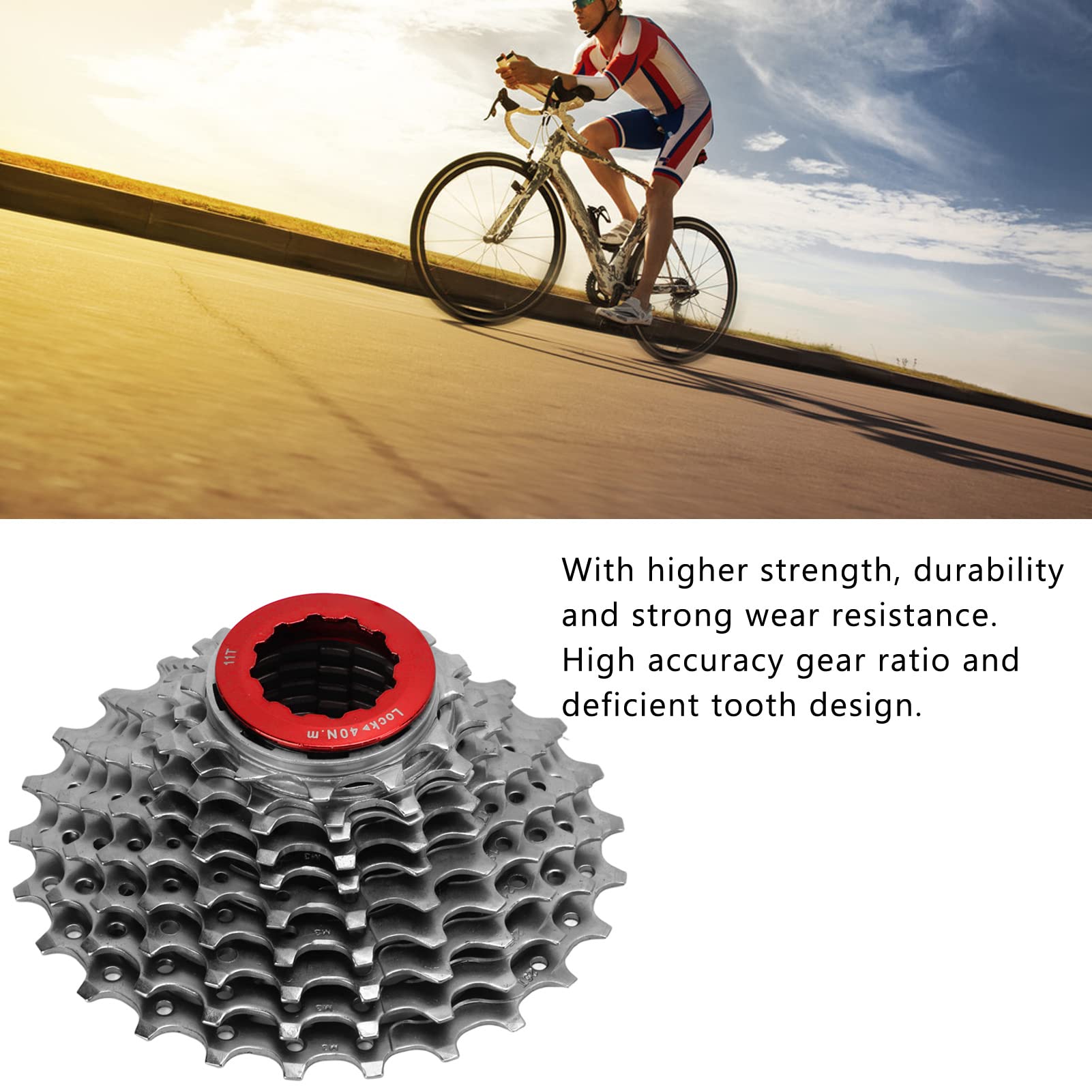 Shanrya 10 Speed Cassette, Hollow Bike Cassette High Accuracy Noise Free for Road Bicycle