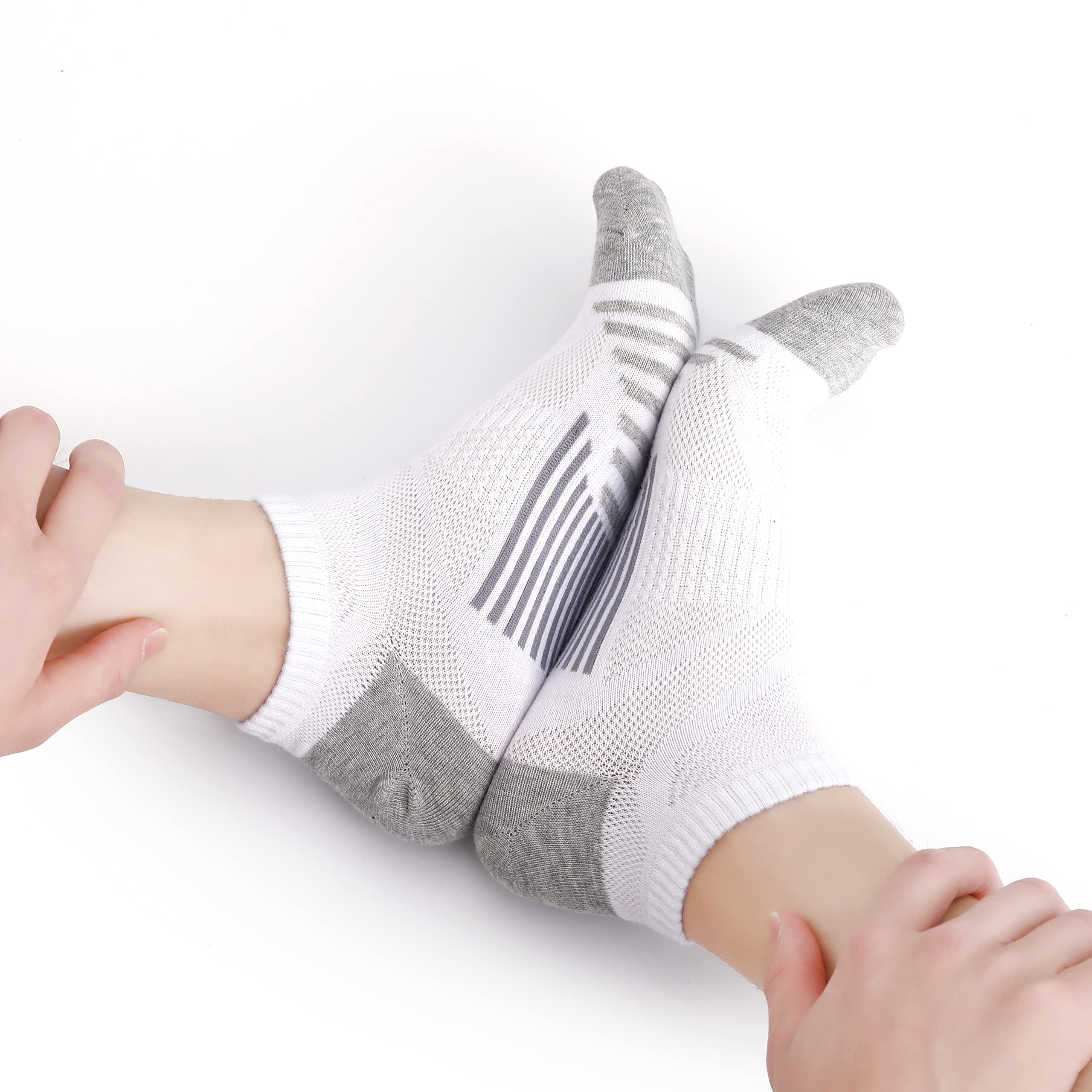 TOUNRIS Men's Athletic Socks Cushion Ankle Socks for Men Sport Low Cut Socks for Man (White)