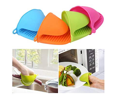 Silicone Double Finger Grip,Silicone Anti-scalding Gloves,dishwashing Cabinet Kitchen Insulation Tray Dish Oven with Hand Clip,Green