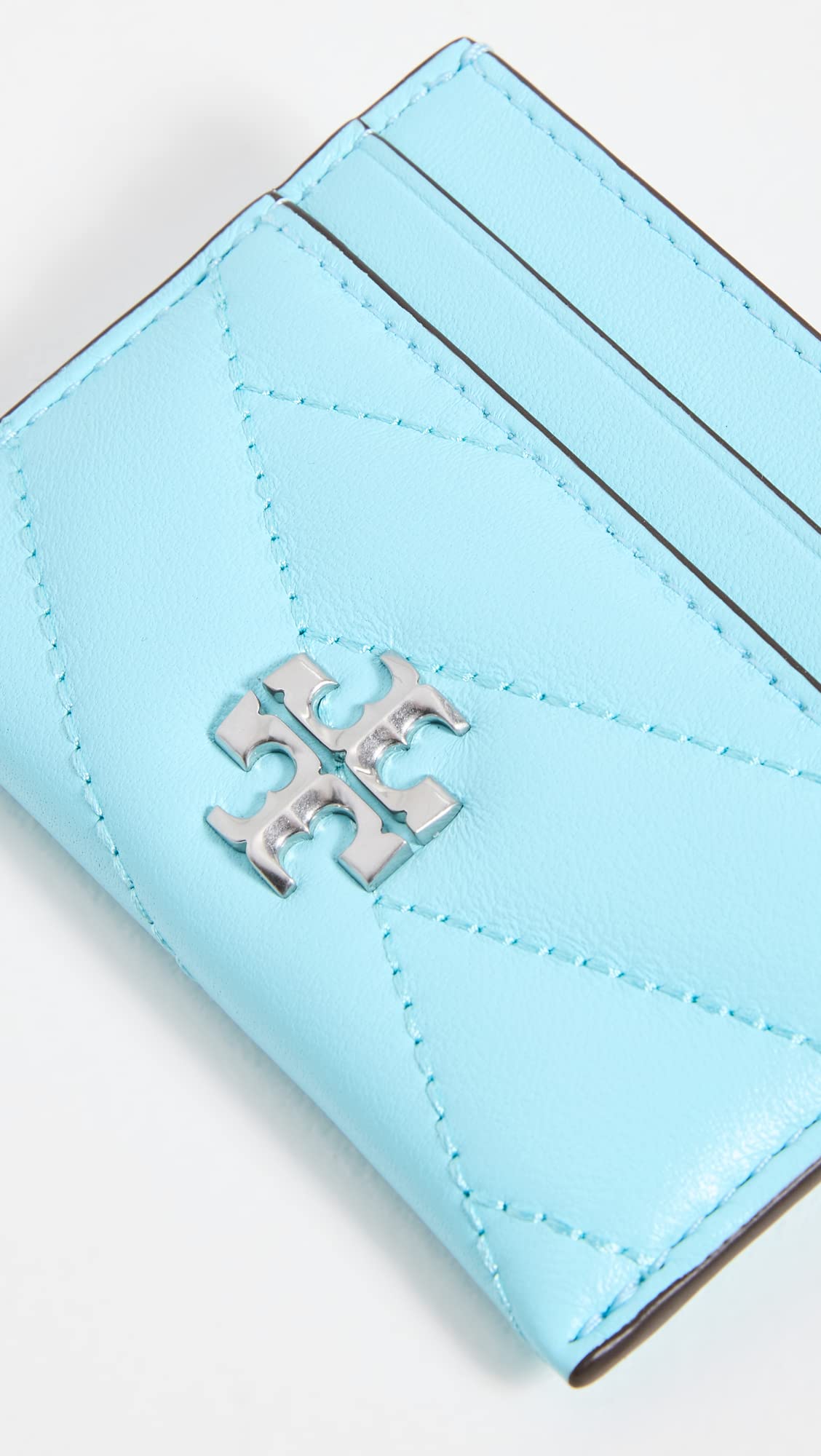 Tory Burch Women's Kira Chevron Card Case, Light Celeste, Blue, One Size
