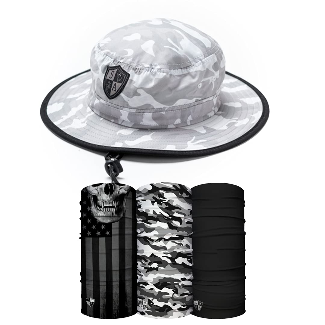 S A Company Ghost Military Camo Bucket Hat Pack - Ghost Military Camo Bucket Hat & 3 Multipurpose Neck Gaiters