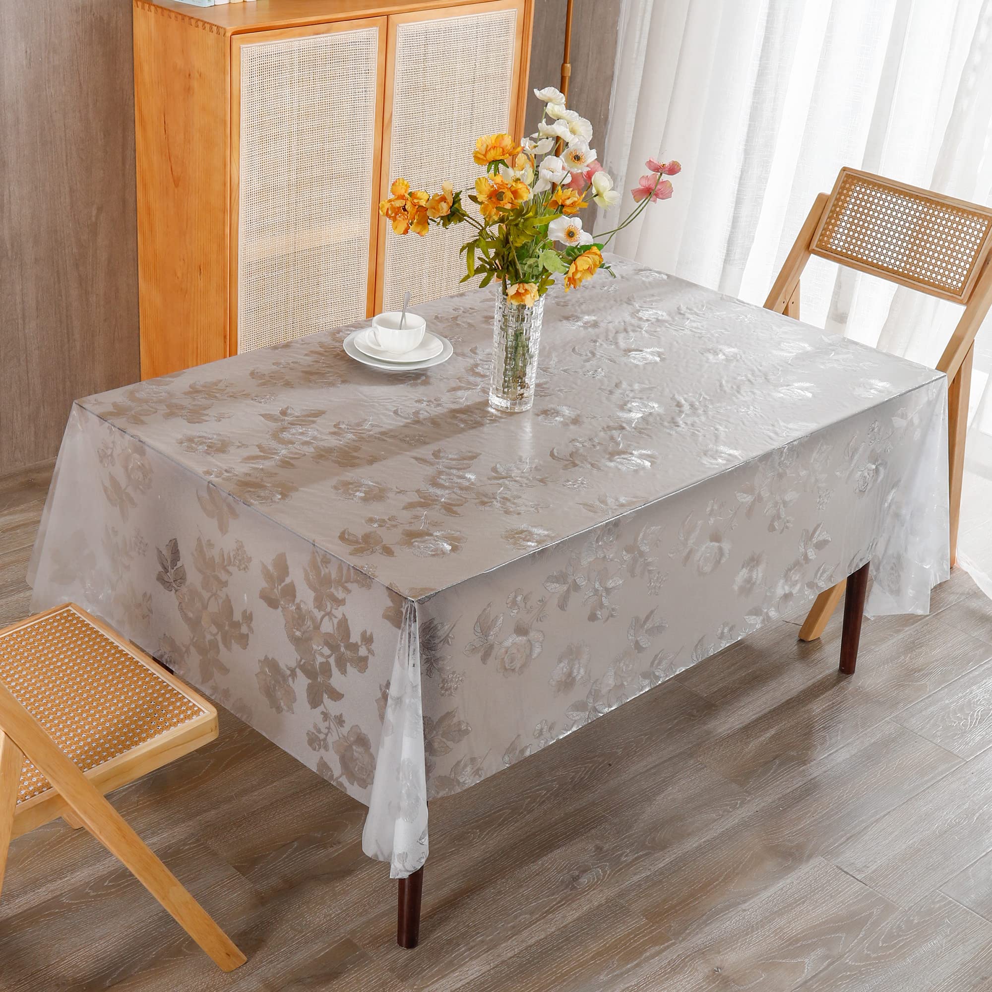 Yafe Vinyl Tablecloth Waterproof Oil-Proof PVC Table Cloth Stain-Resistant Wipeable Plastic Table Cover (60X84 Inch, CT035)