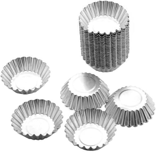 Tosnail 50 Pieces Aluminum Egg Tart Mold Small Tart Pie Tin Mini Cupcake Cake Muffin Cookie Mold Baking Cups