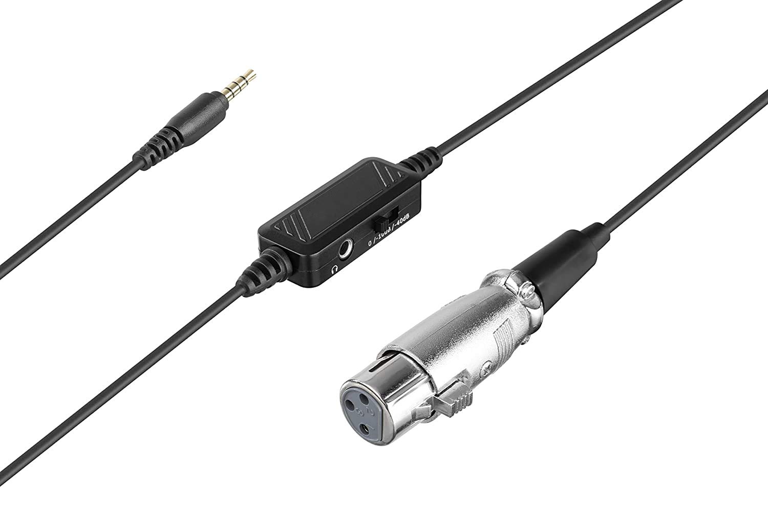 Movo/Sevenoak XLR to 3.5mm TRRS Microphone Preamp with 3-Stage Audio Level Control and Headphone Monitoring Compatible with iPhone, Android Phones and Tablets