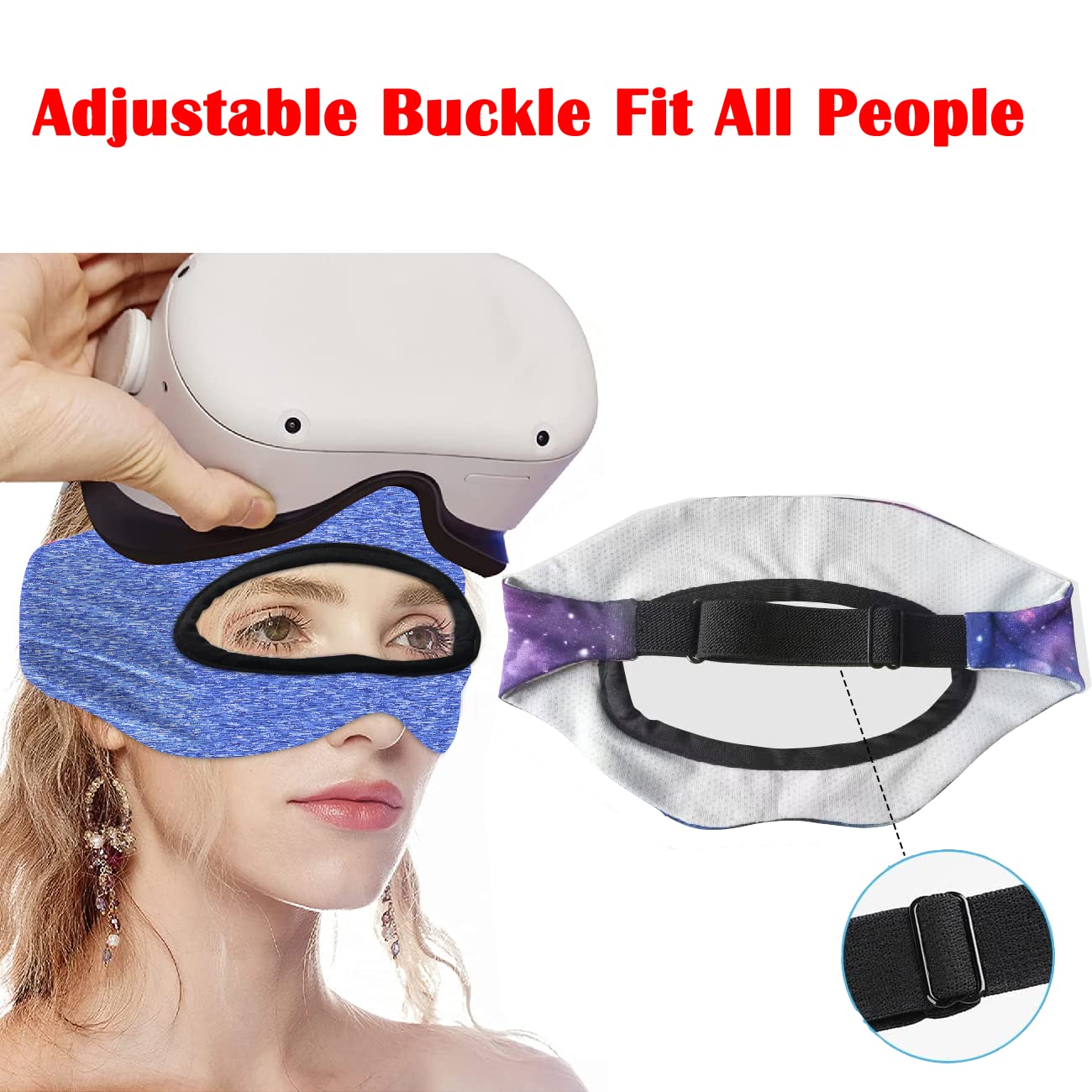 VR Eye Mask Face Cover Breathable Elastic Sweat Band Adjustable Sizes HMD Padding Use for VR Workouts ,Compatible with Mate Quest 2/Oculus Rifts/HTC Vive Pro 2 and Other VR Headsets(3PC)