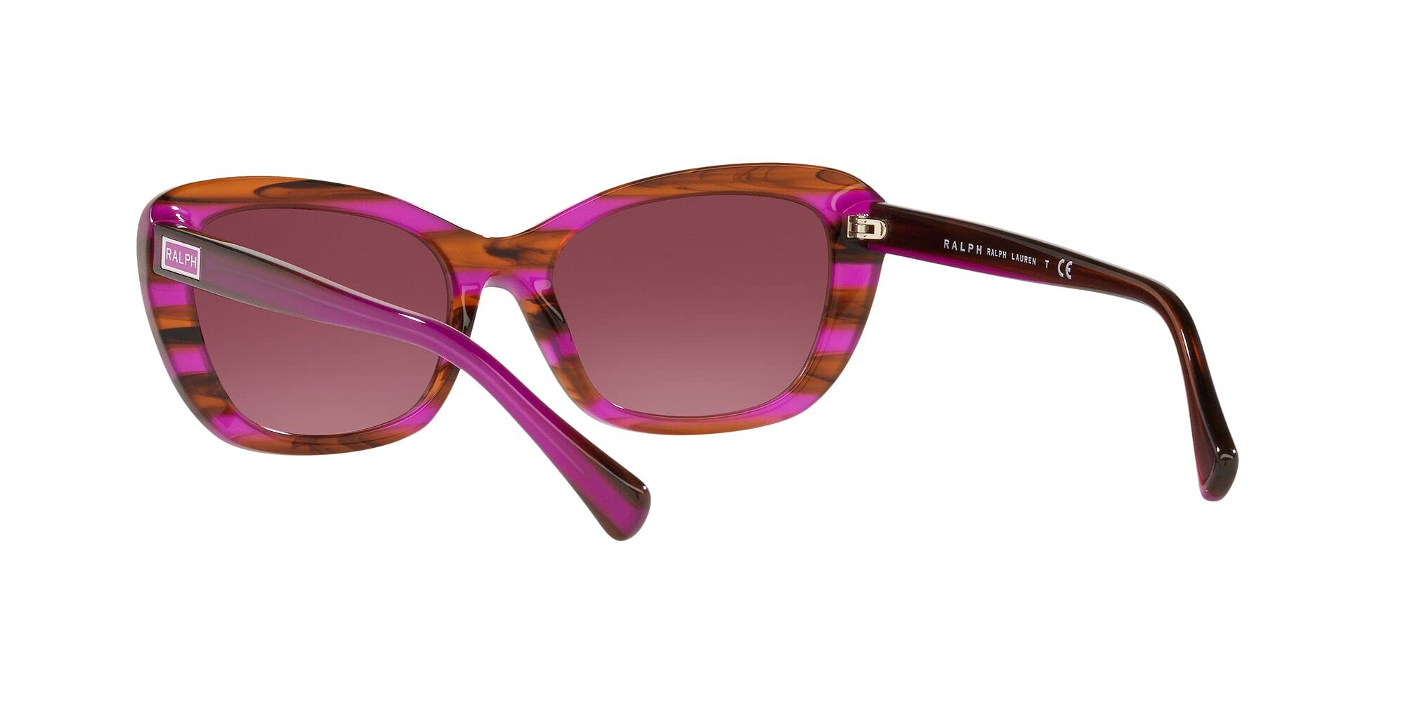 Ralph by Ralph Lauren Women's RA5264 Butterfly Sunglasses, Dark Havana Brown/Gradient Brown, 55 mm