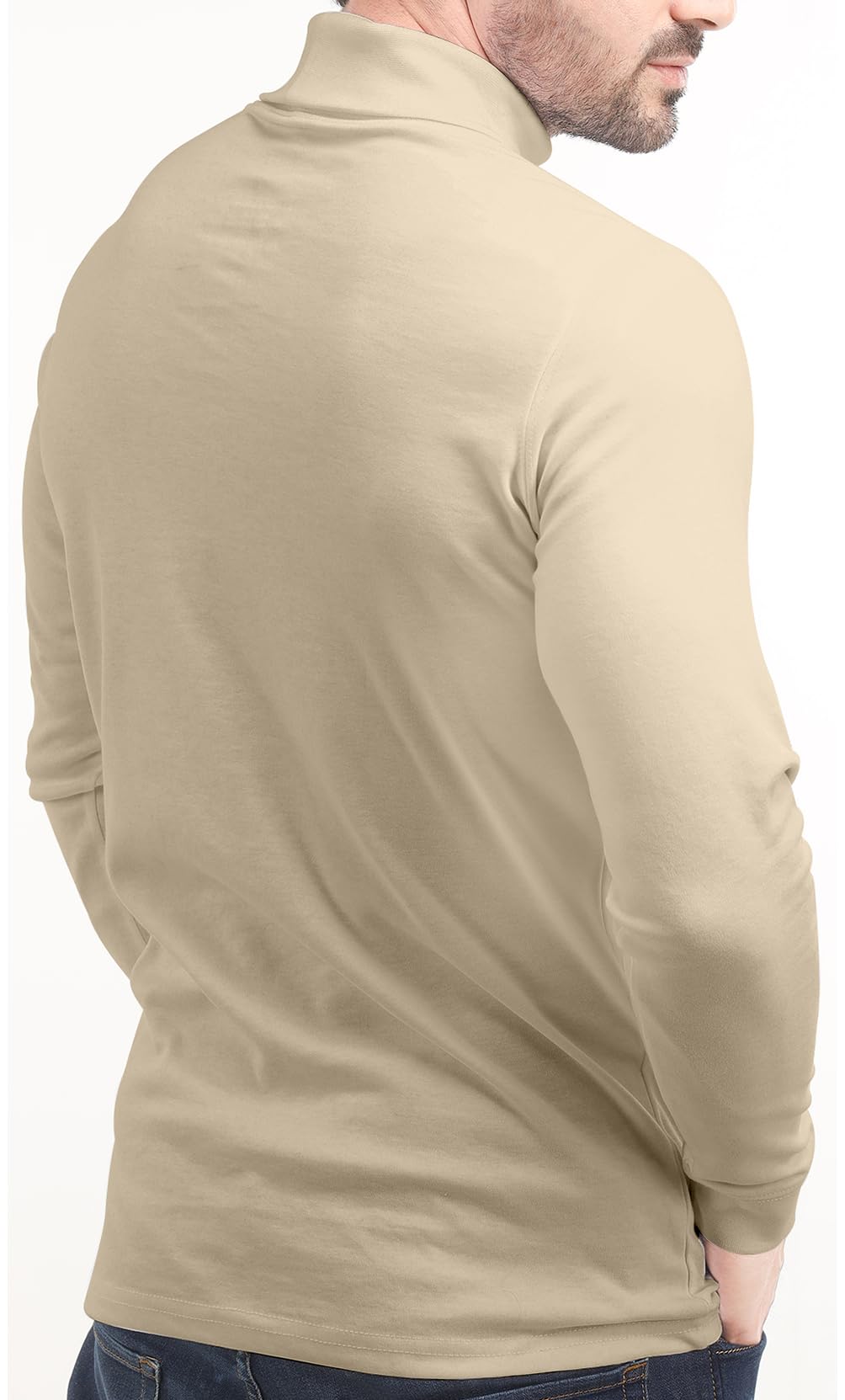 Utopia Wear Men's Turtleneck Slim Fit Lightweight Pullover Top, X-Large, Beige