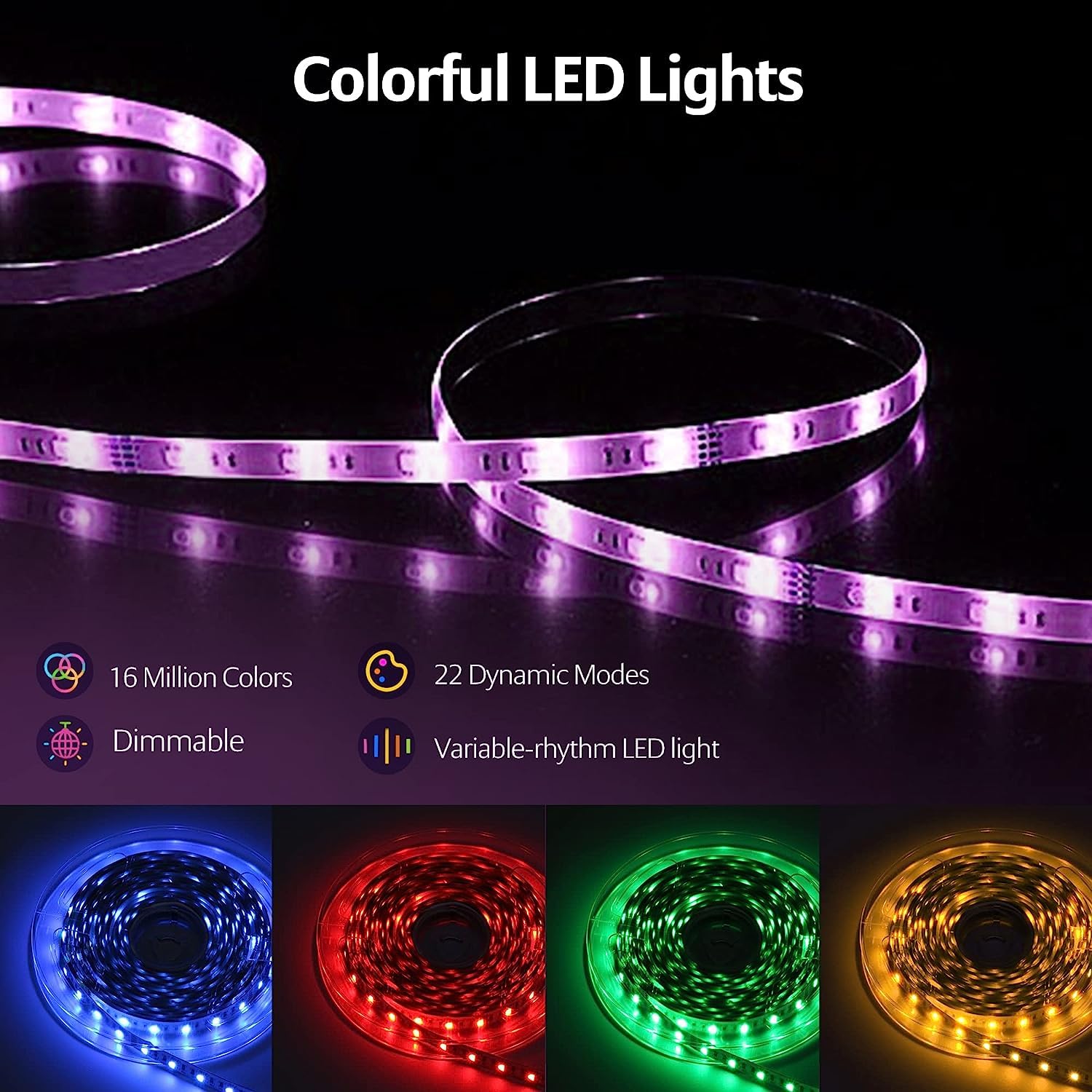 ROLiGHTiC LED Boat Light Kit, 33FT Marine Pontoon Lights, RGB Color Changing Led Strip Lights, IP65 Waterproof Boat Interior Lights, Under Gunwale Light, Boat Deck Light