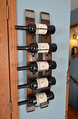 Wine Rack, 5 - Bottle Wine Stave wine rack with steel banding