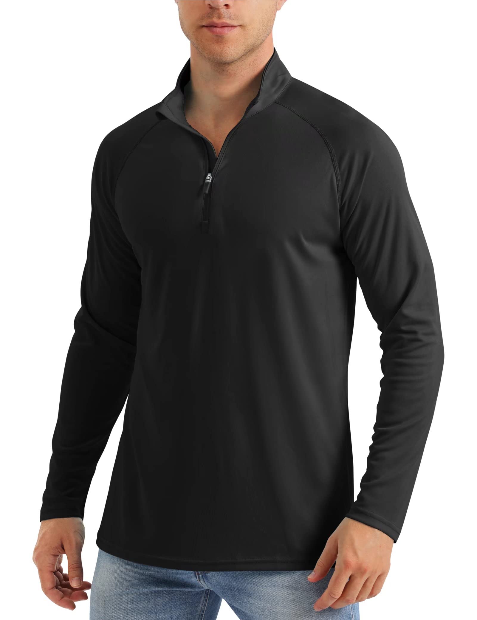 Sun Shirts for Men UV Protection UPF 50+ Rash Guard Shirt Long Sleeve Running Shirts for Men Fishing Shirts for Men Summer Shirts Black