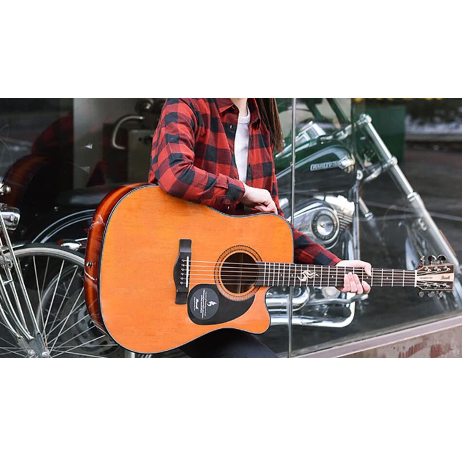 Topoworl 41 inch Acoustic Guitar Spruce Sapele Wood Guitar for Beginner Teens Adult with Guitar Strap Capo Pick Guard Plate S25G D Type Chamfer