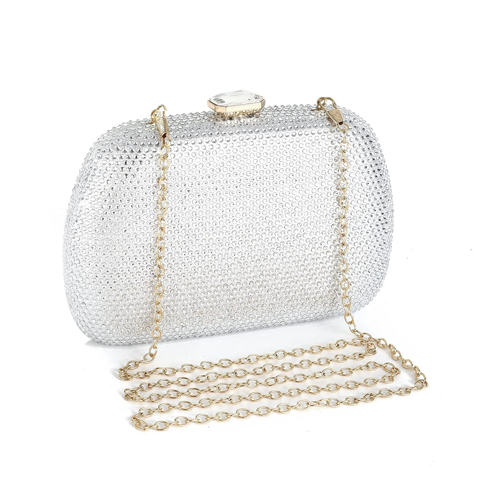RAPENG Women's Evening Bag Rhinestones Glitter Clutch Wedding Bridal Purse Sparkle Cocktail Party Prom Handbag (silver)