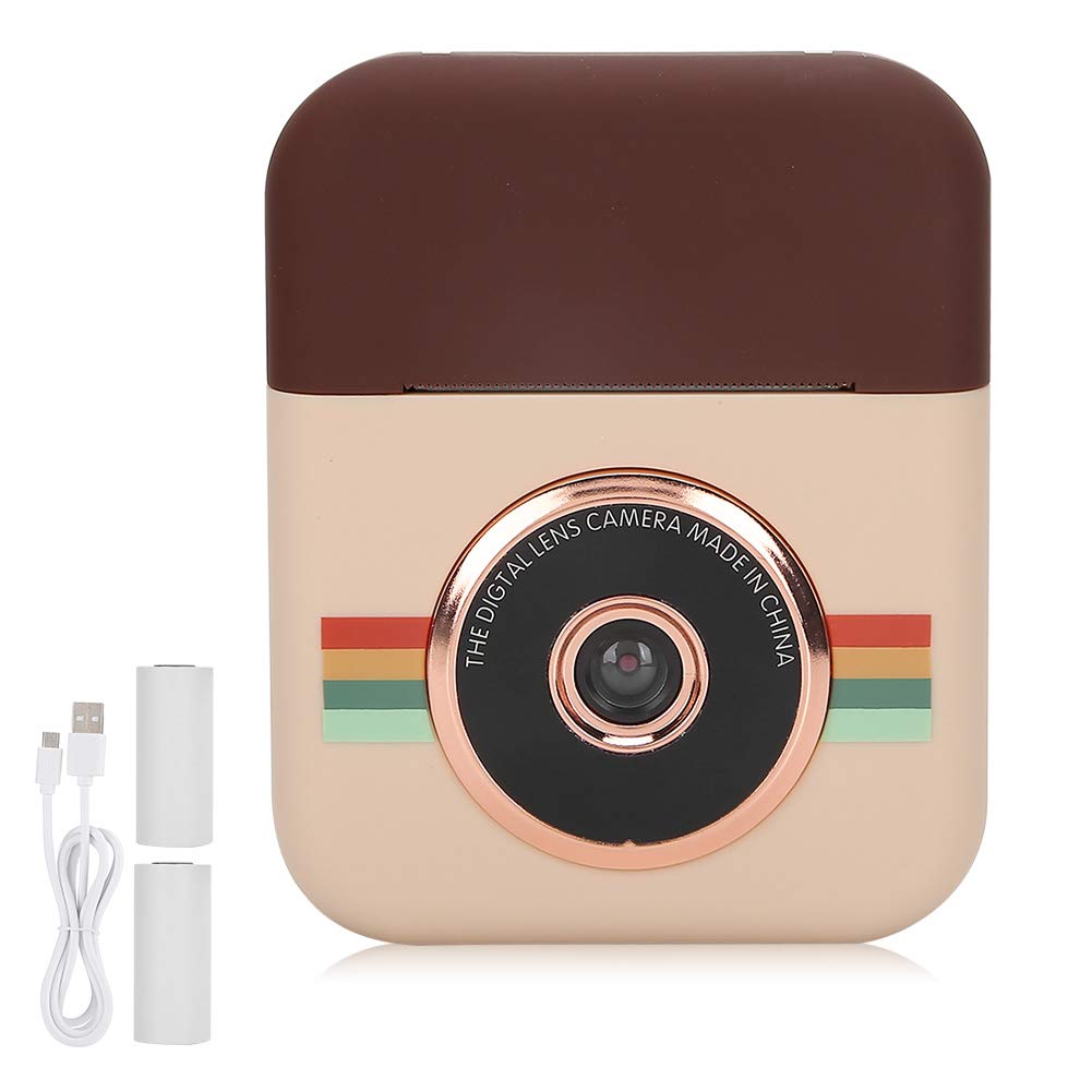 PUSOKEI Kids Camera, 12MP Kids Print Camera with 2.4 IPS HD Screen Black and White Print Camera with 16GB SD Card 1080P Video Camera 2 Roll Paper One Click Print Gift