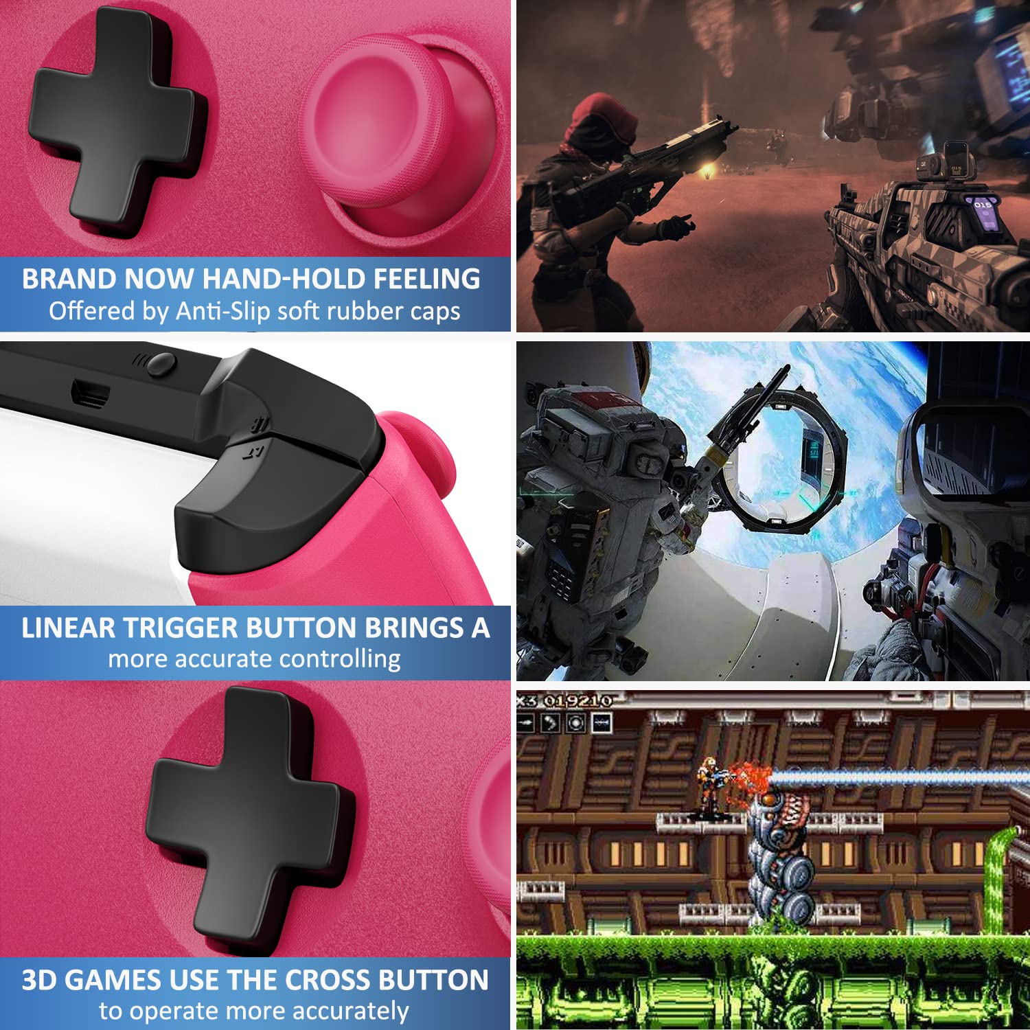 usergaing Neon Pink Controller Replacement for Xbox One,Xbox Series X/S,Xbox One X/S,Windows 10 PCs,Wireless Gamepads with 3.5mm Headphone Jack