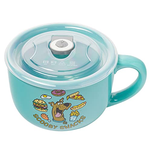 Silver Buffalo Scooby Doo Scooby Snacks Ceramic Soup Mug with Vented Plastic Lid, 24 Ounces