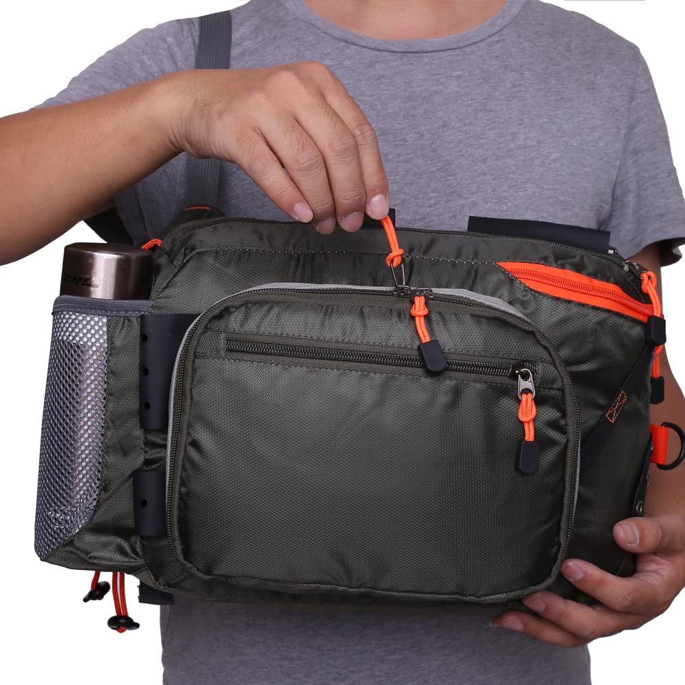 Raprance Fly Fishing Sling Pack Chest Bag Fishing Tackle Storage Shoulder Bag (Black)