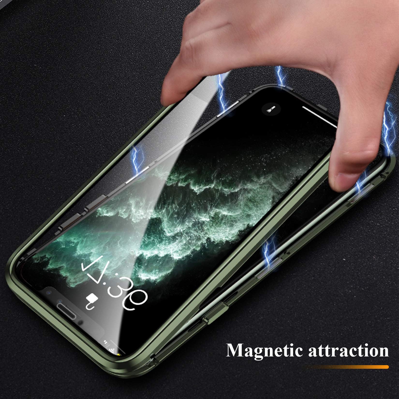 Privacy Magnetic Case Compatible with iPhone 12 Pro Max, [Safety Lock] Anti-peep Adsorption Case, Front & Back Tempered Glass Full Screen Coverage, Thin 360 Full Protective Phone Case for 12 Pro Max