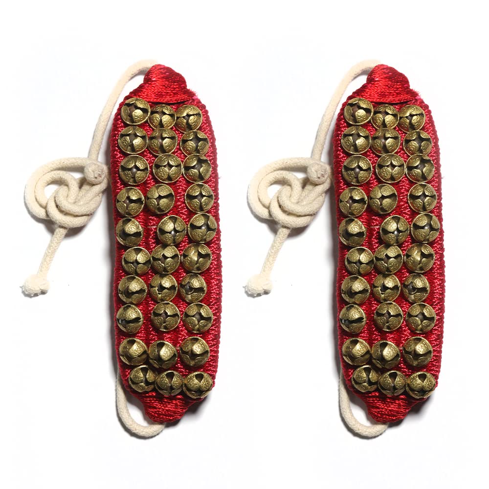 Sellinghub21 Ghungroo Anklet Bells Handmade Big Bells Musical Dancing Instrument Classical Kathak Bharatanatyam Kuchipudi Ghungroo (RED 3 LINE)
