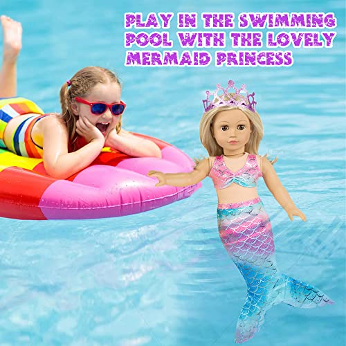 Mermaid 18 inch Doll Clothes and Doll Accessories Case Luggage Travel Play Set Include Suitcase, Dresses, Bag, Camera, Glasses, Pillow, Eyeshade Etc (No Doll)