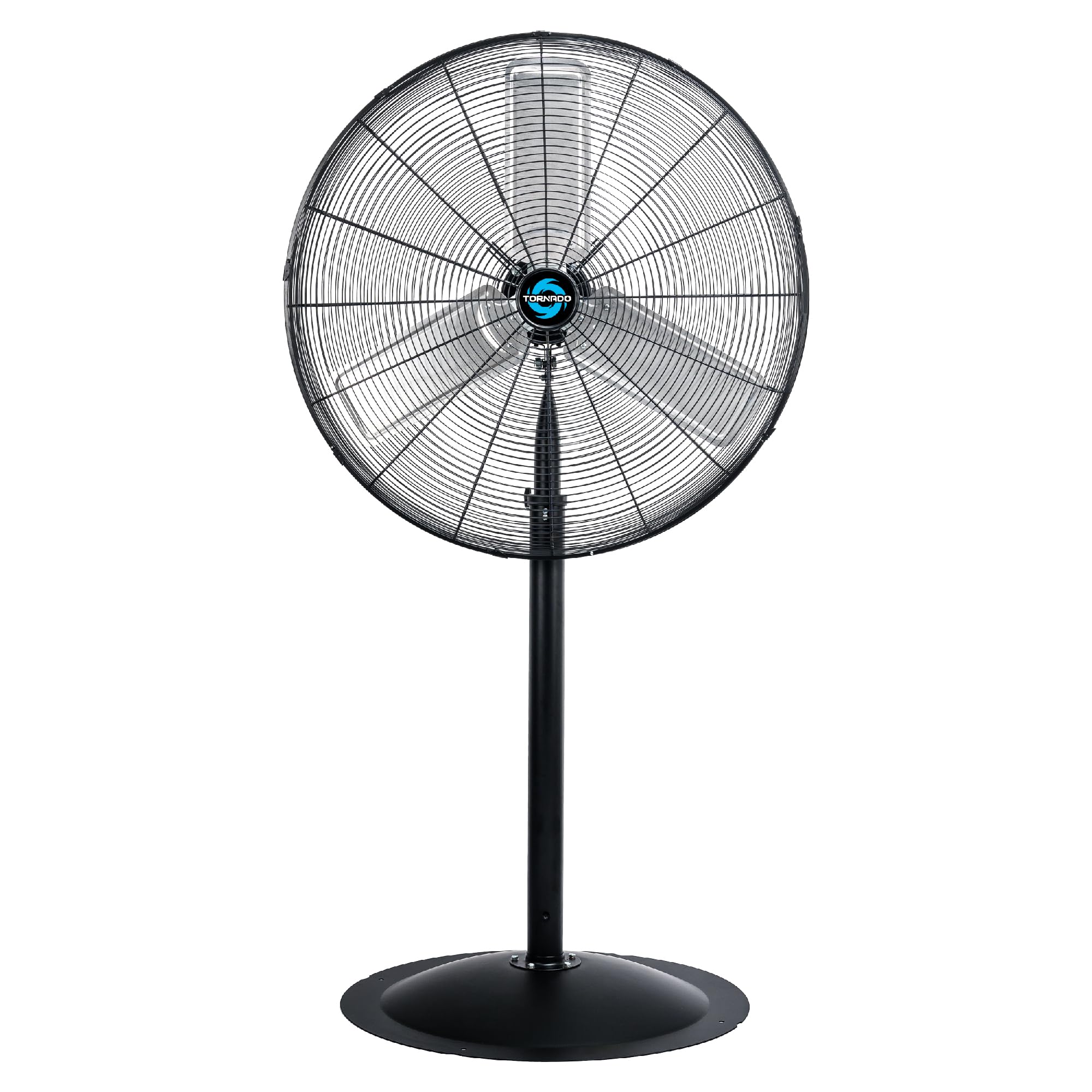 Tornado 30 Inch High Velocity Stationary Non-Oscillating Metal Pedestal Fan Commercial, Industrial Use 3 Speed 8850 CFM 10 FT Cord UL Safety Listed, Black
