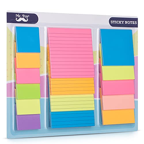Mr. Pen- Sticky Notes Set, Assorted Sizes, 15 Pc, Bright Colors, Sticky Notes, Sticky Note Pads, Sticky Notes Variety, Sticky Notes Pack, Sticky Note Set, Sticky Pads, Colored Sticky Notes