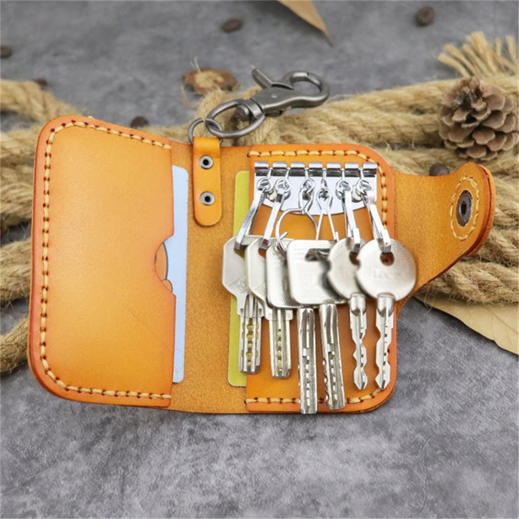 WENLII Leather Key Wallet Men Retro Key Holder Women Keys Case