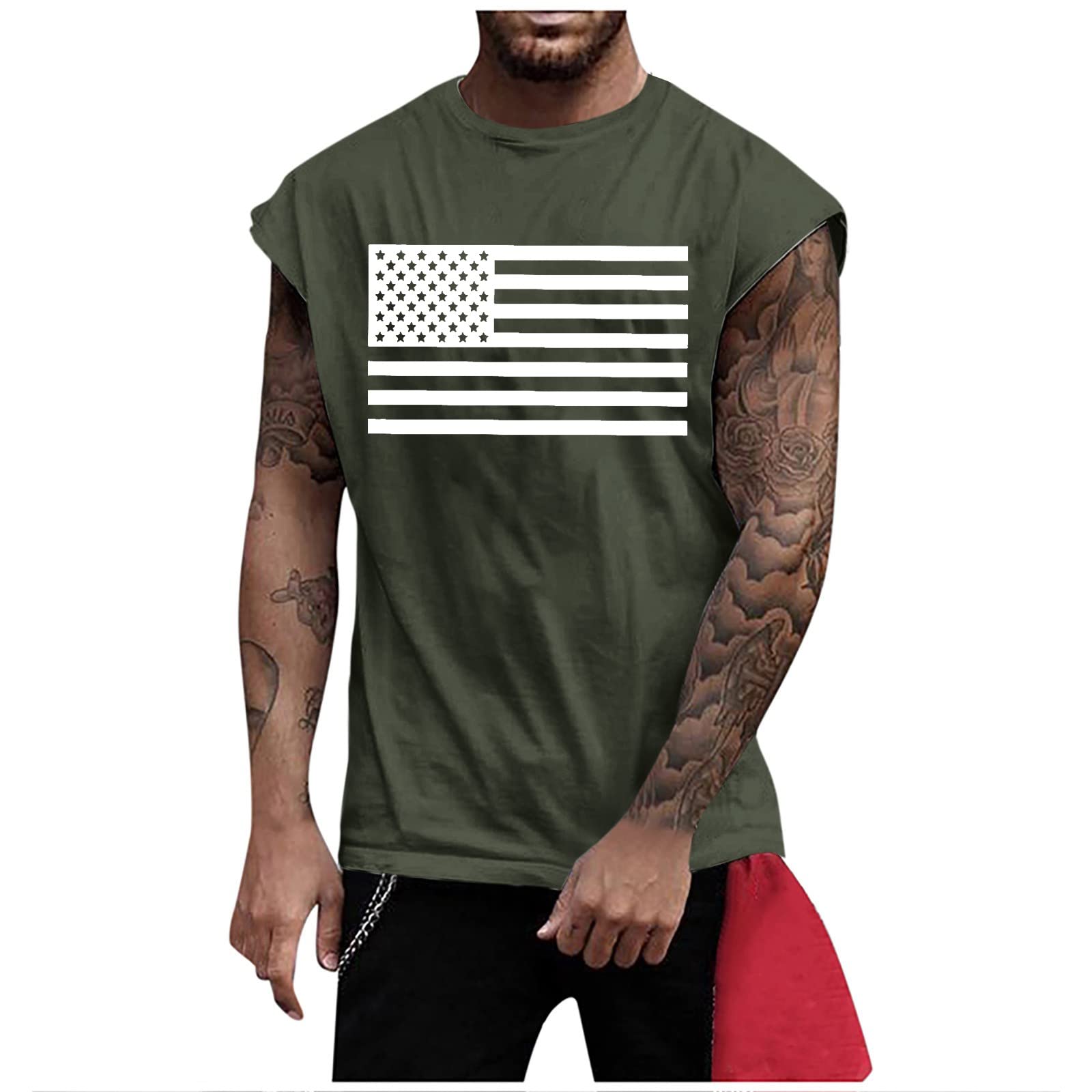 Mens Tank Top, Vintage Tees for Men Graphic Sleeveless Tshirts for Men Gym Clothing for Men, Sleeveless Mens Shirts American Flag Tank Tops Men, Gym Clothes for Man Graphic Tees Men Vintage