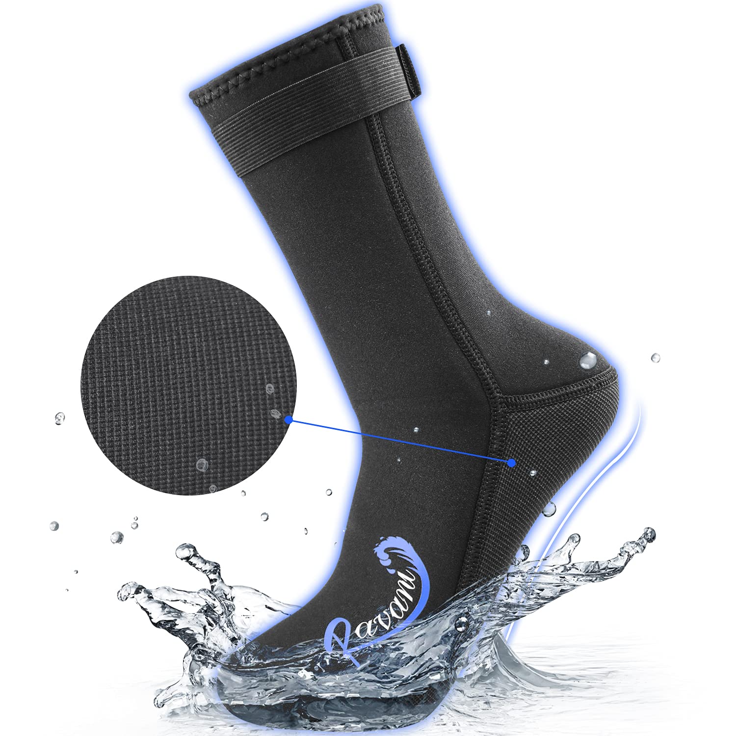 ravani 5mm Neoprene Wading Socks,Dive Socks Men Women,Ottman Fabric Sole Provides Extra Durability,Raised Threads Offer Strong Anti-Skid Ability,Wetsuit Boots for Surfing,Diving, Water Socks…