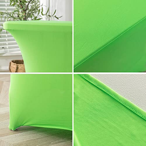 Mingyit 2 Pack Spandex Table Cover Fitted Rectangular Tablecloth Stretchable Fabric Tablecloth for Party, Banquet, Wedding and Events (6FT, Grass Green)