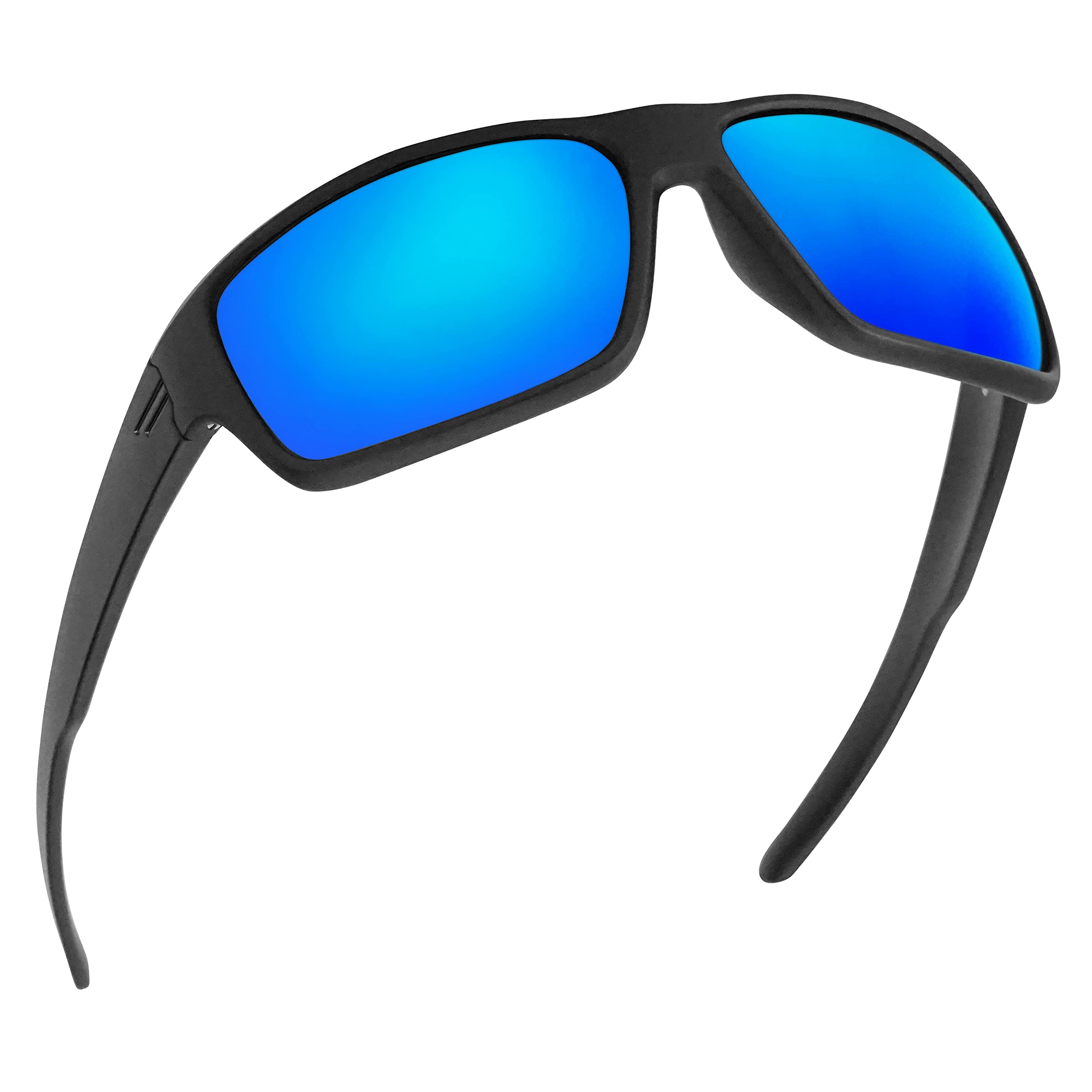 TOROE Eyewear FIELD Wrap Around Sport Sunglasses With Polycarbonate Polarized Lenses, Lightweight TR90 Frame (Matte Black | Black Emblem, Black (C4))