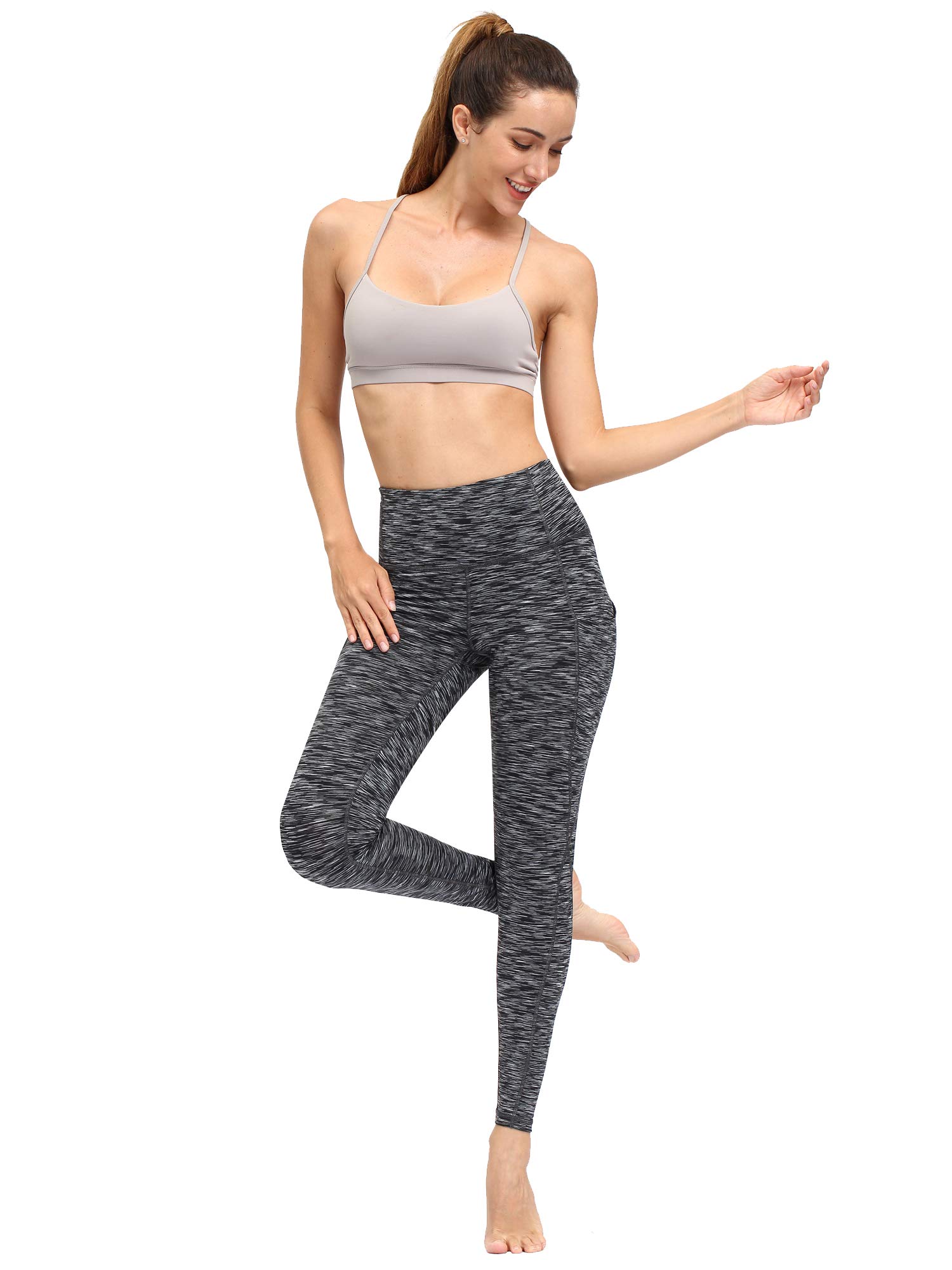 PHISOCKAT 2 Pack High Waist Yoga Pants with Pockets, Tummy Control Leggings, Workout 4 Way Stretch Yoga Leggings