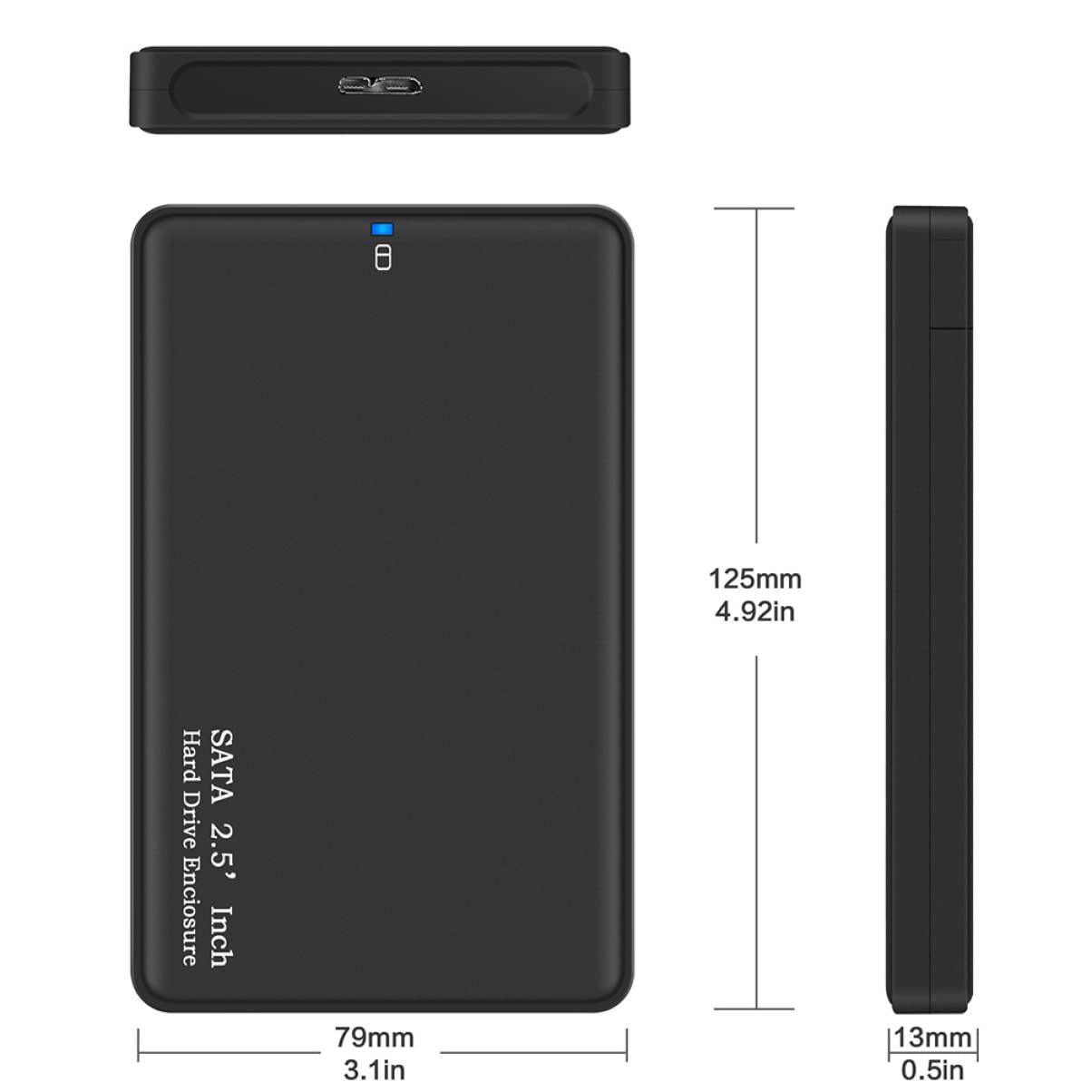 SOLUSTRE Enclosure Case 2pcs HDD/ssd Disk Portable External Enclosure Tb . for USB Hard Micro Tool-Free to -.mm up Inch B USB Hard Drive HDD
