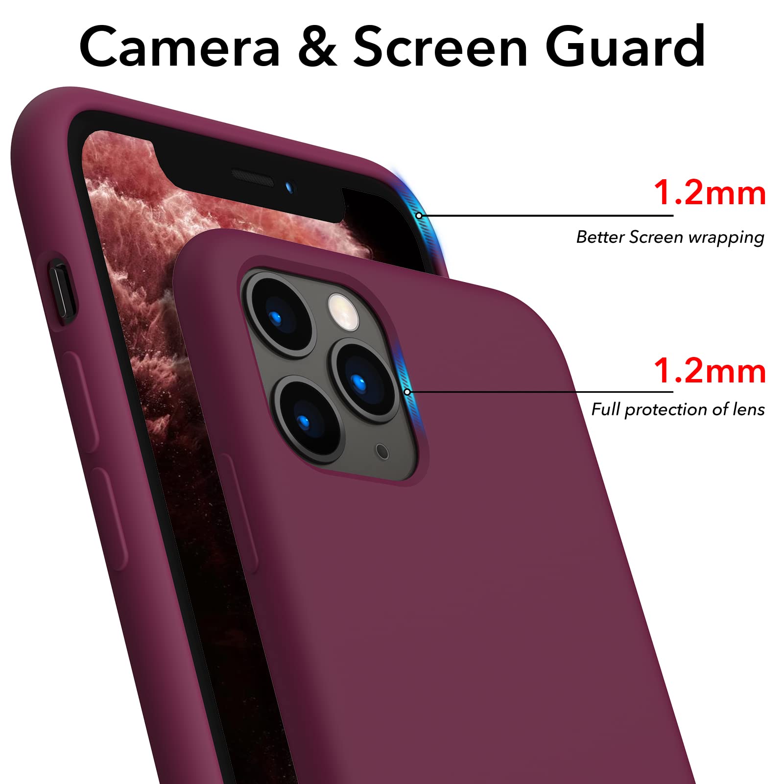 ORNARTO Compatible with iPhone 11 Pro MAX Liquid Silicone Case 6.5 inch, Slim Liquid Silicone Case with Open Bottom Style Soft Gel Rubber Cover - White